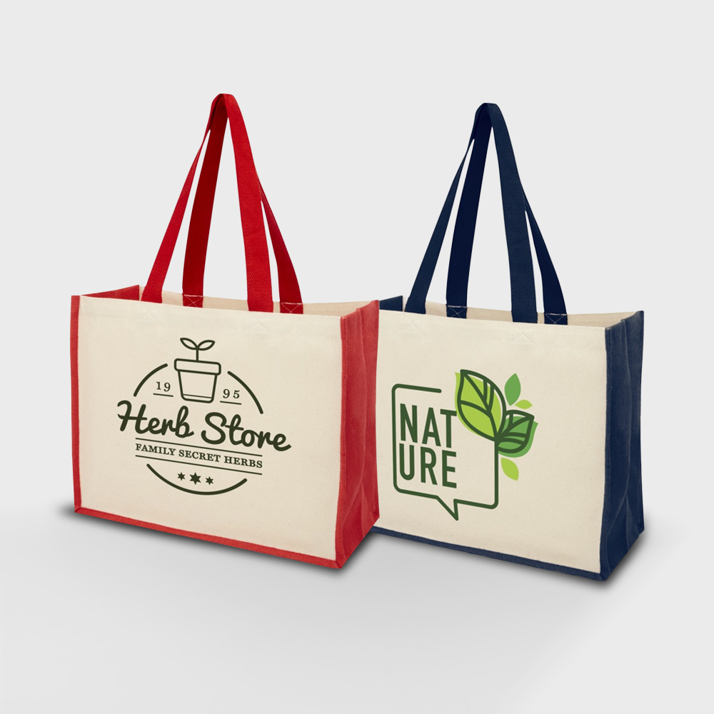 Varai 320 g/m² Canvas and Jute Shopping Tote Bag | HelloPrint