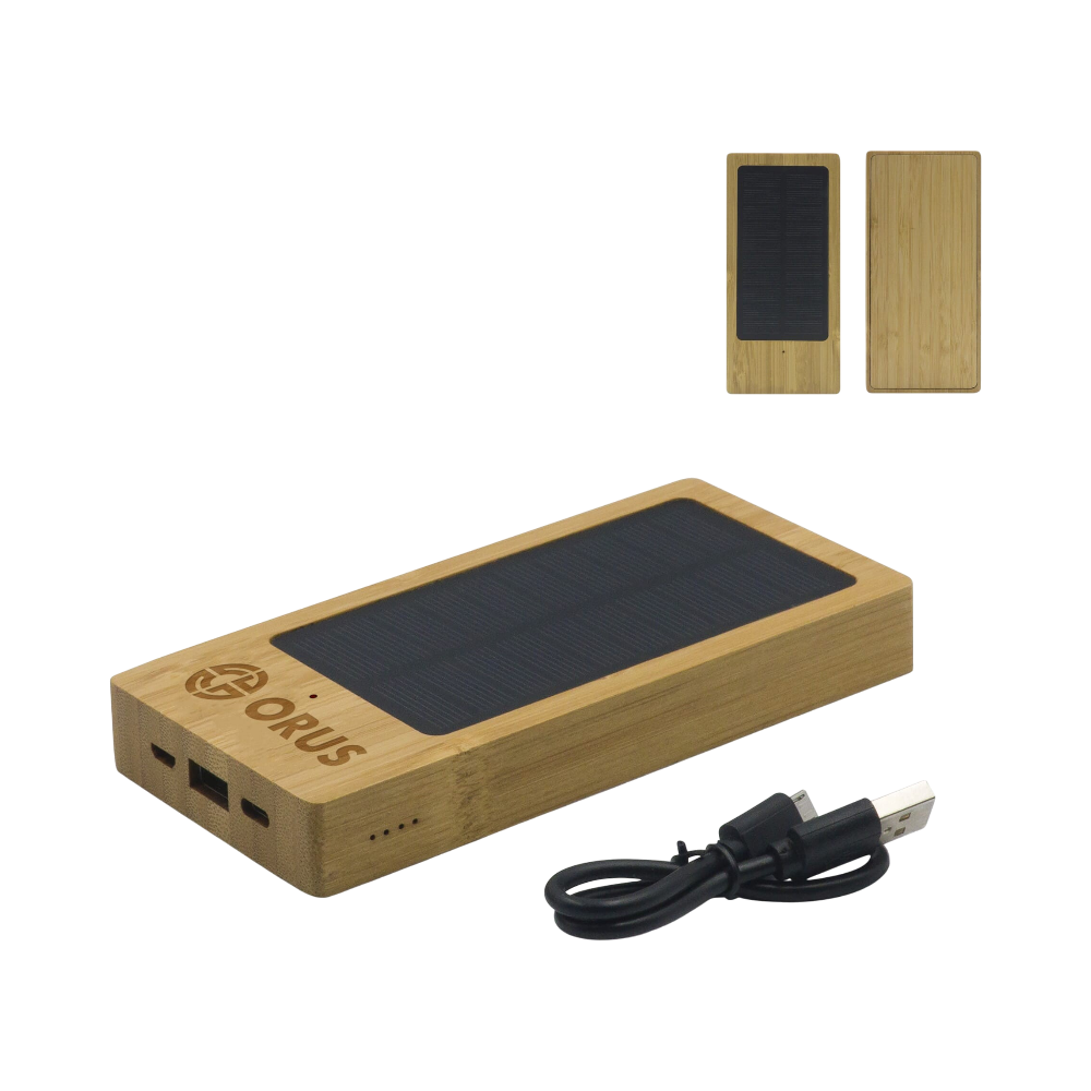 Powerbank Bamboo with Solar Panel RCS 8000mAh | HelloPrint