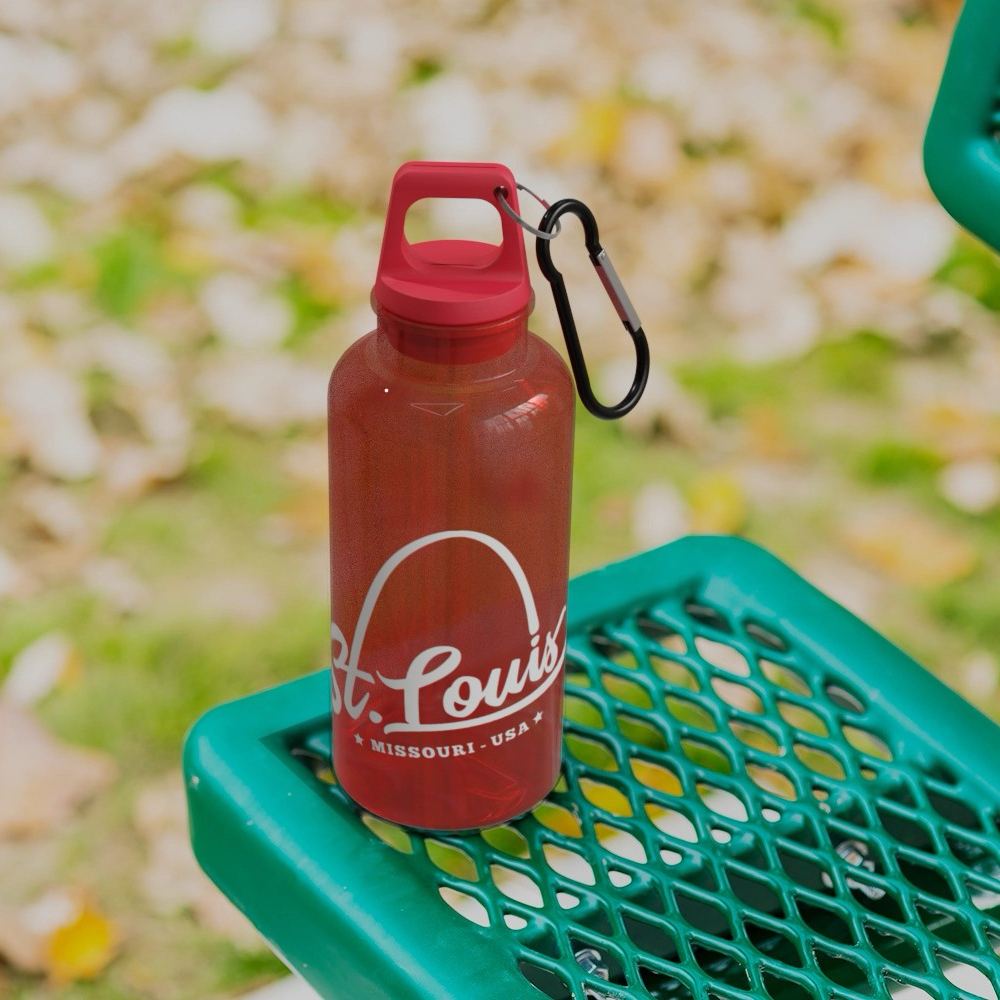 Gourde Oregon en plastique recyclé avec mousqueton 400 ml | HelloPrint