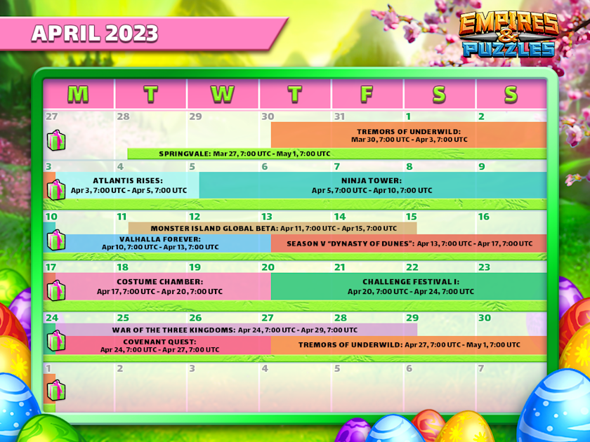April 2023 Calendar of Events | Empires & Puzzles