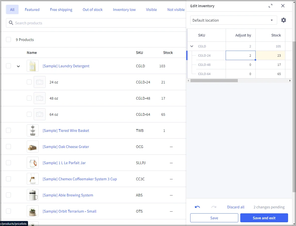 Single Product Inventory and Price Sidebar Editor | BigCommerce