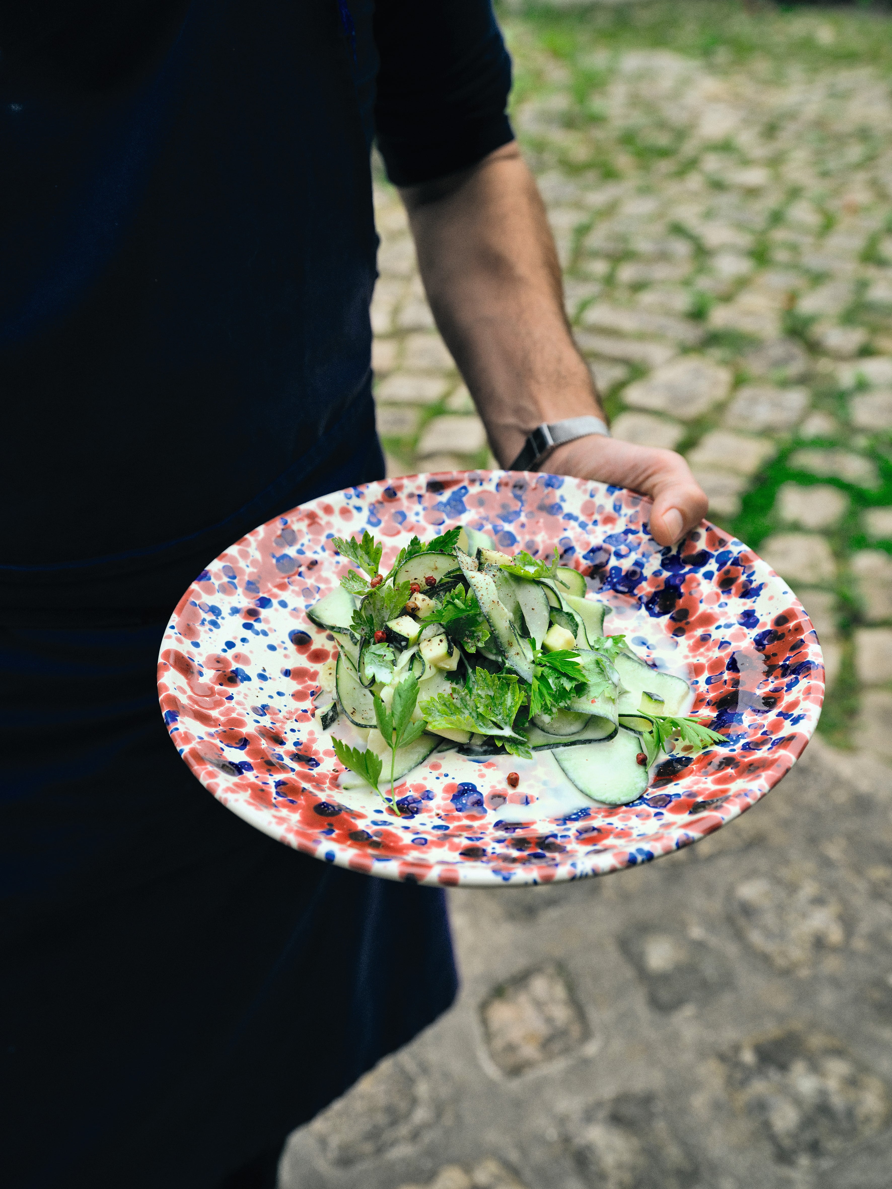 Cucumber, Zucchini & Pistachio Salad With Creamy Garlic & Pink ...