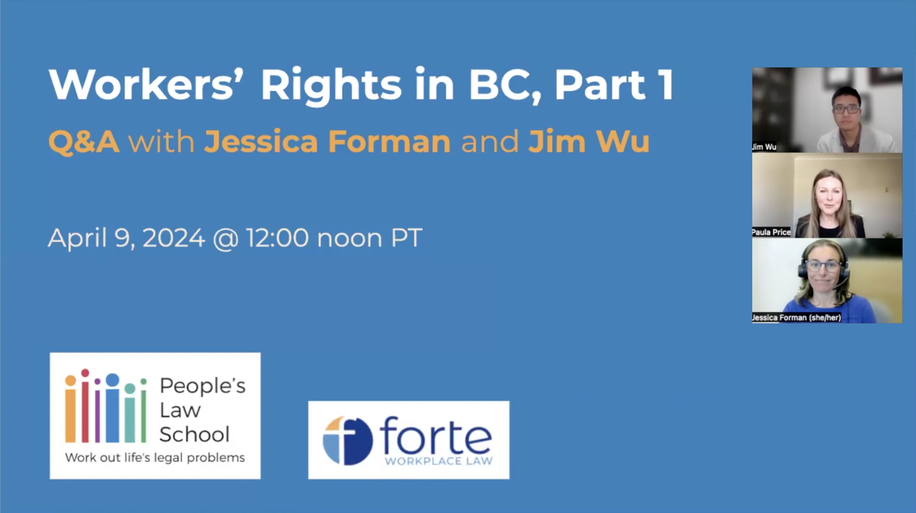 Workers' Rights in BC, Part 1 (Recorded Webinar) | People's Law