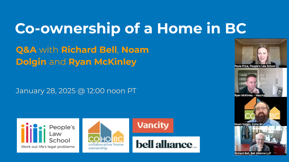 Co-ownership of a Home in BC (Recorded Webinar) | People's Law