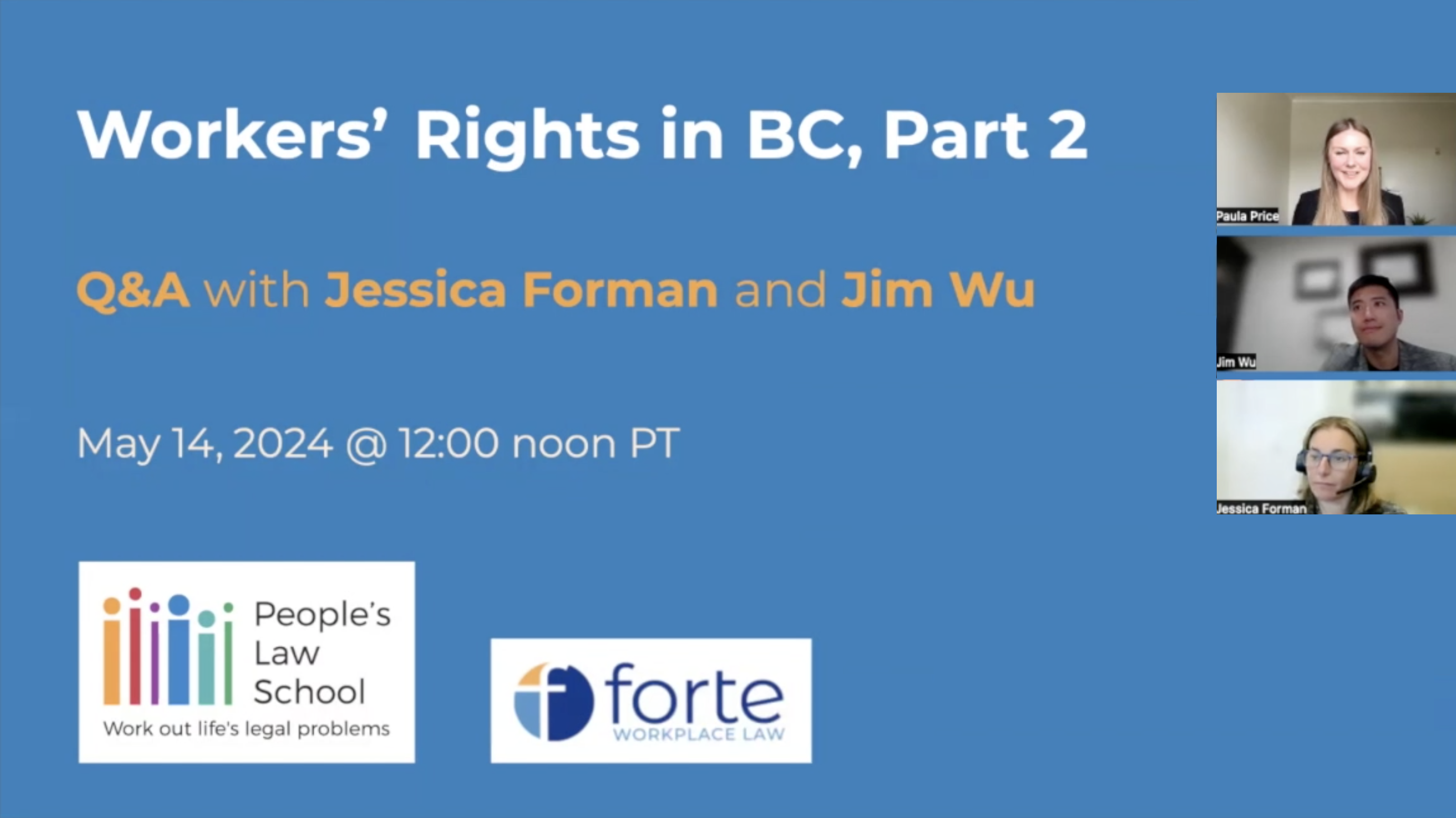 Workers' Rights in BC, Part 2 (Recorded Webinar) | People's Law