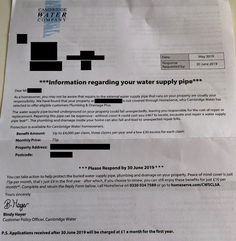 Water firms in U-turn over marketing letters that use 'scare tactics'