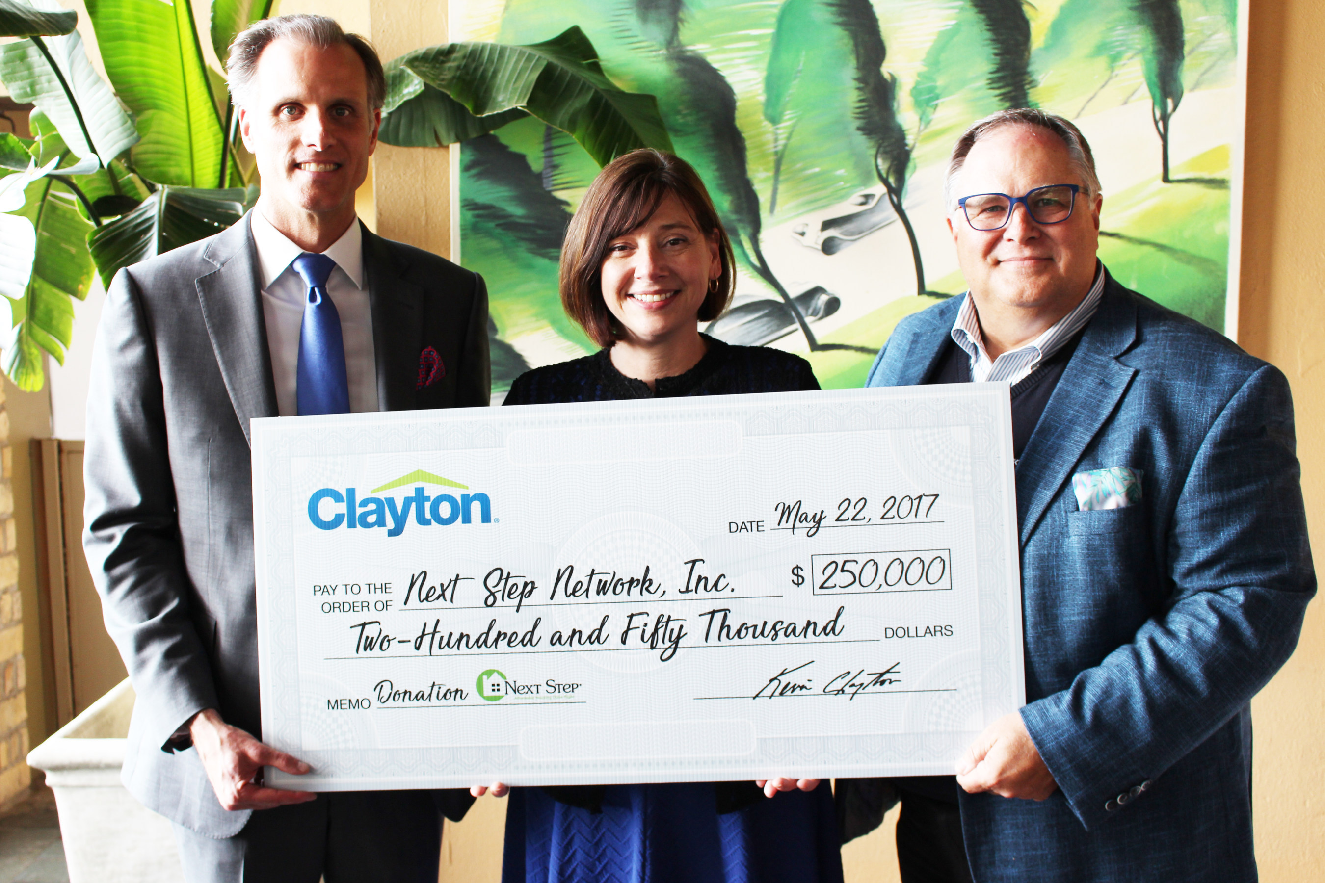 Clayton Donates to Next Step Network | Press Release