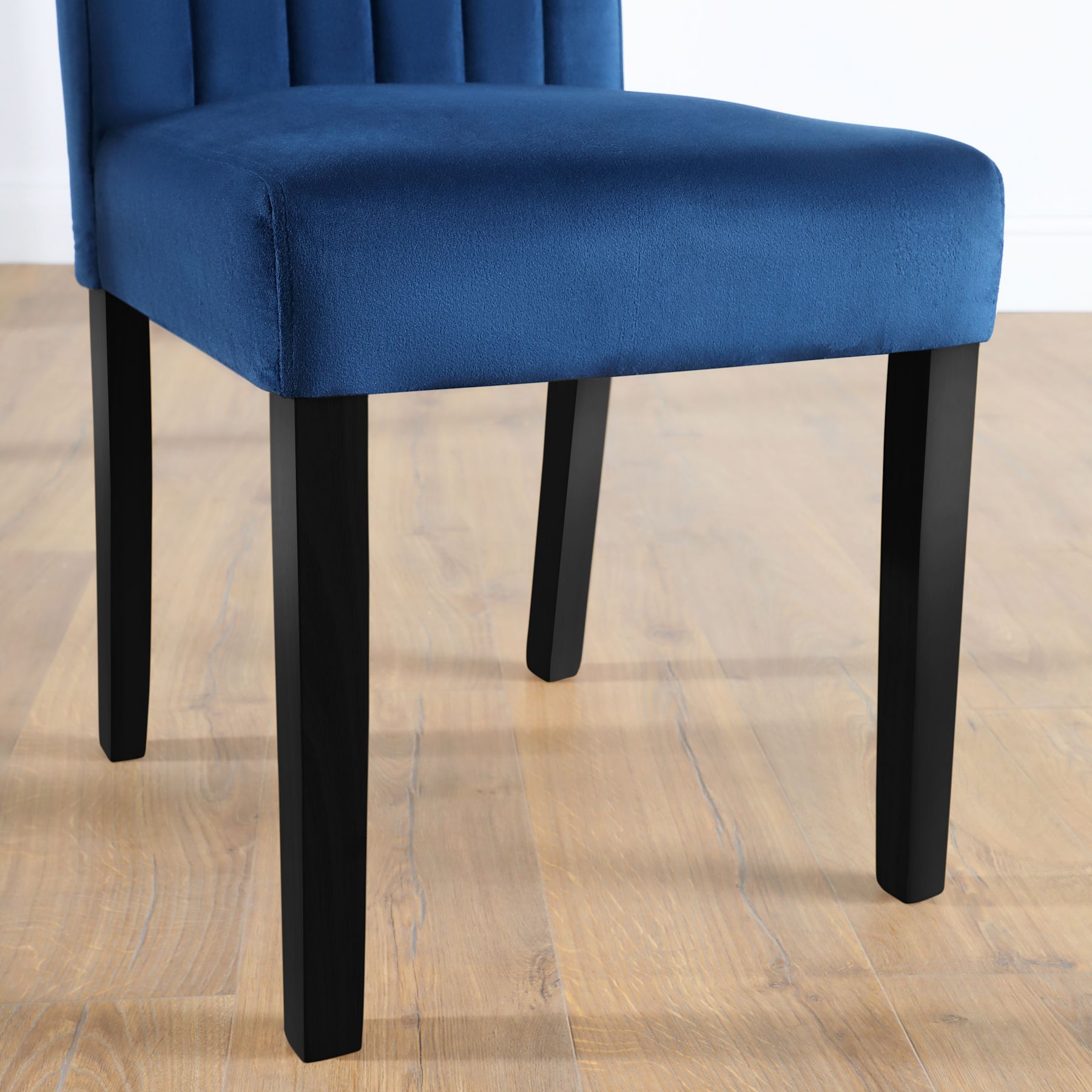Salisbury Dining Chair, Blue Classic Velvet & Black Solid Hardwood Only ...
