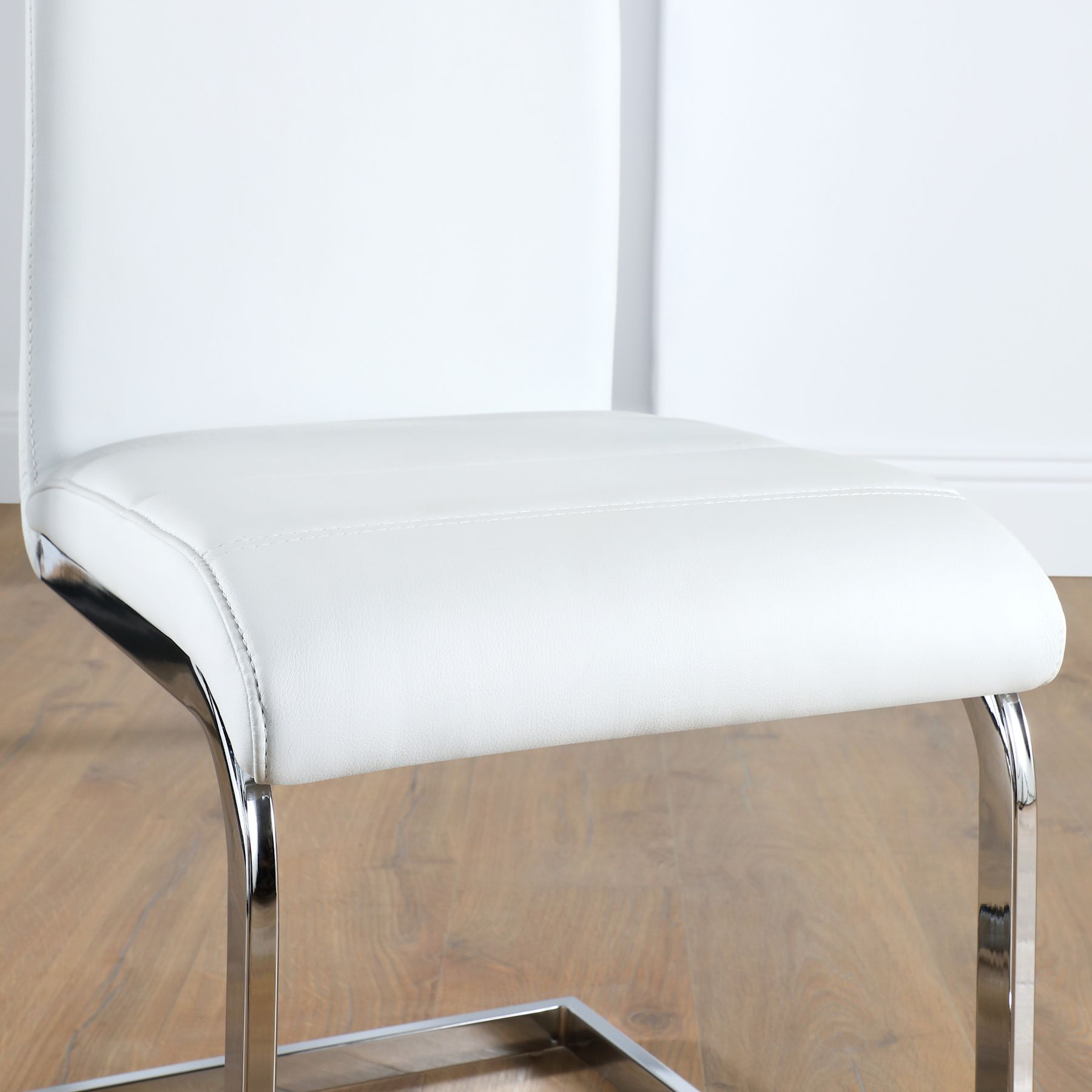 Perth Dining Chair, White Premium Faux Leather & Chrome Only £69.99 ...