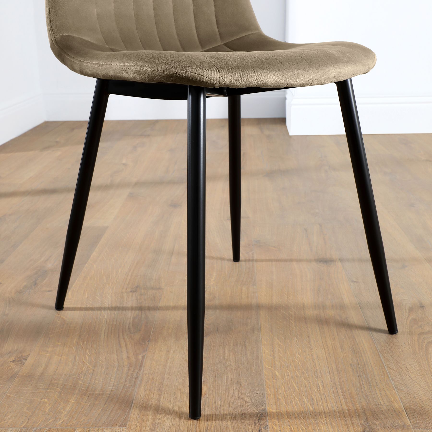 Brooklyn Dining Chair, Beige Classic Velvet & Black Steel Only £59.99 ...