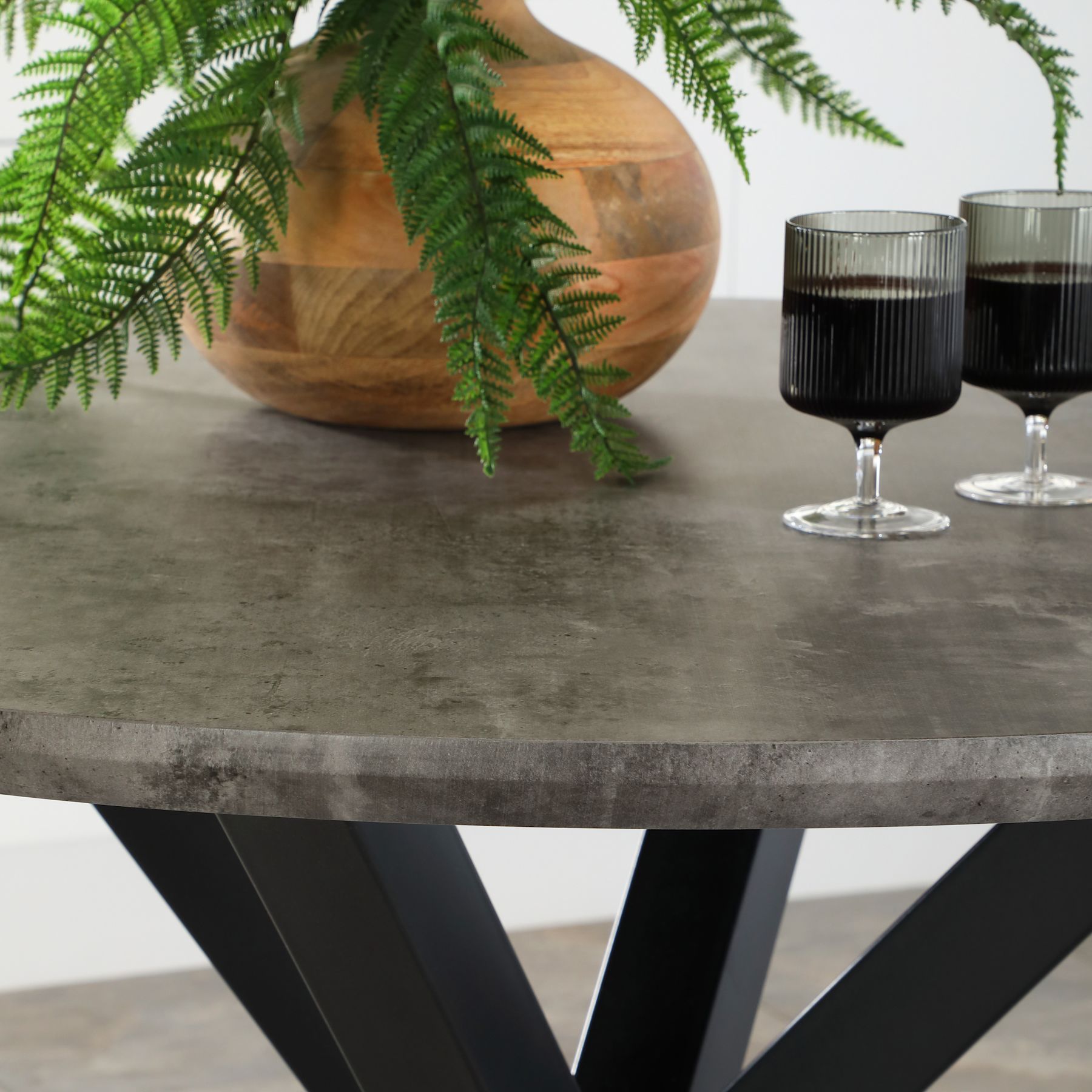 Newark Round Industrial Dining Table, 110cm, Grey Concrete Effect ...