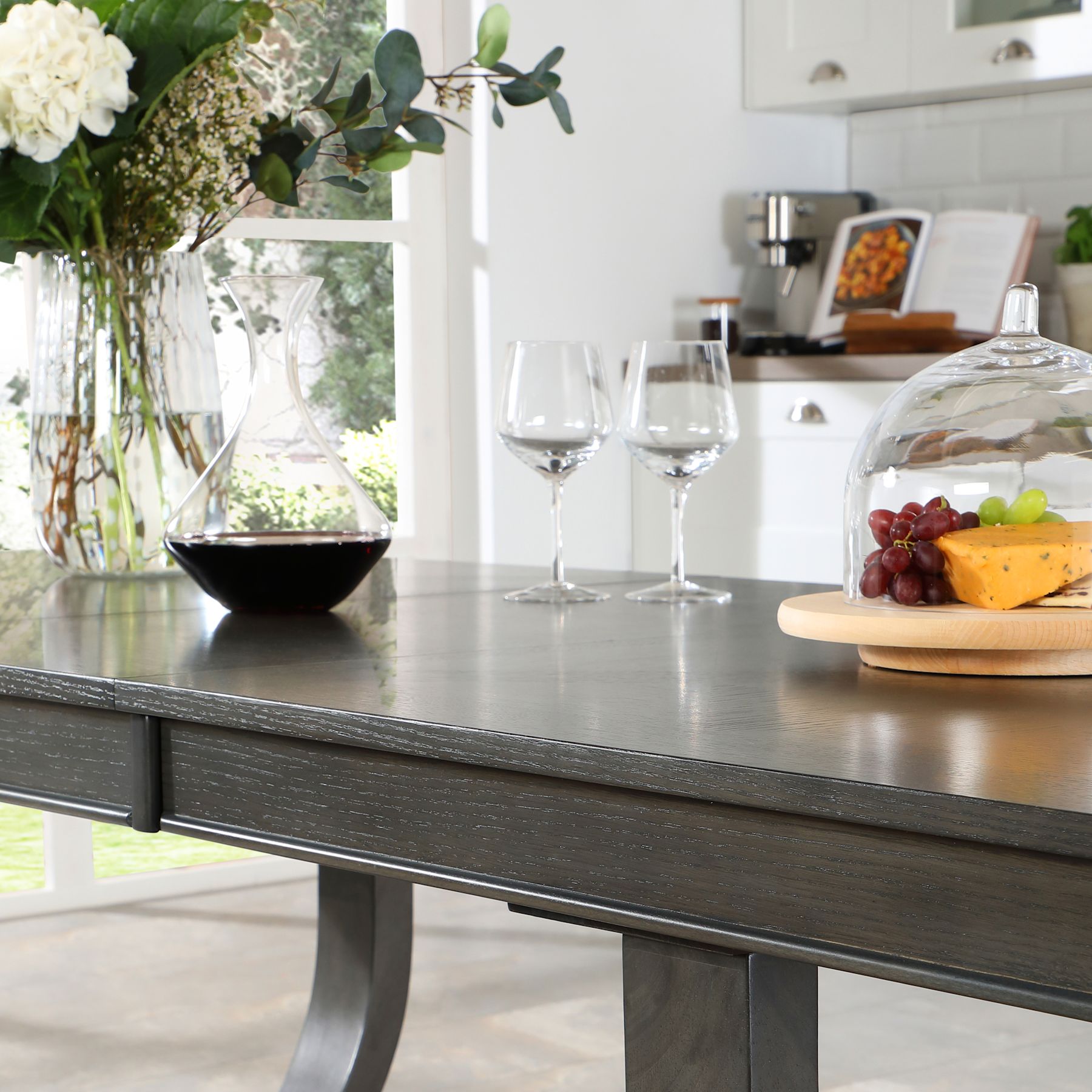 Pavilion Extending Dining Table & 6 Kensington Chairs, Grey Oak Veneer ...