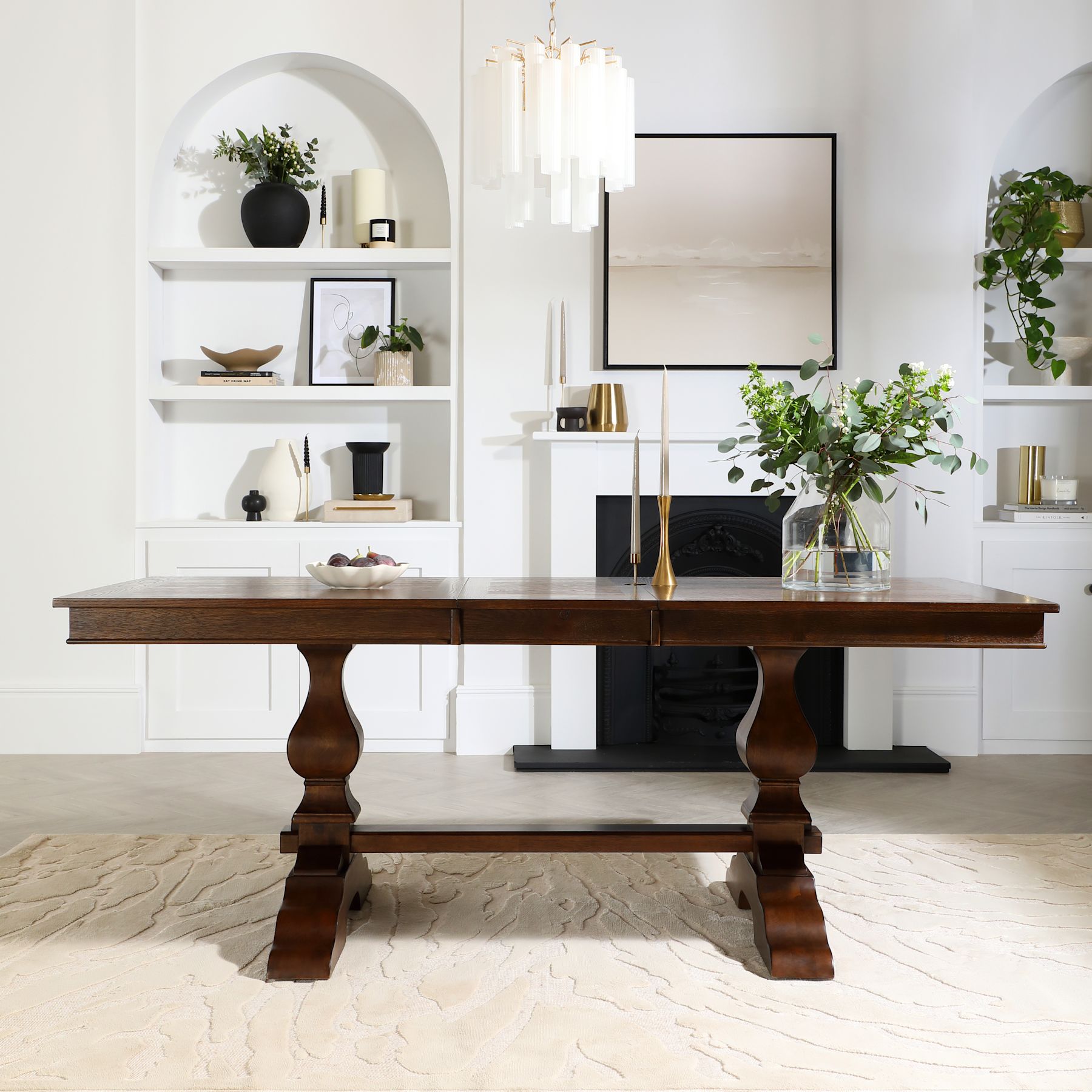 Cavendish Extending Dining Table & 8 Bewley Chairs, Dark Oak Veneer ...