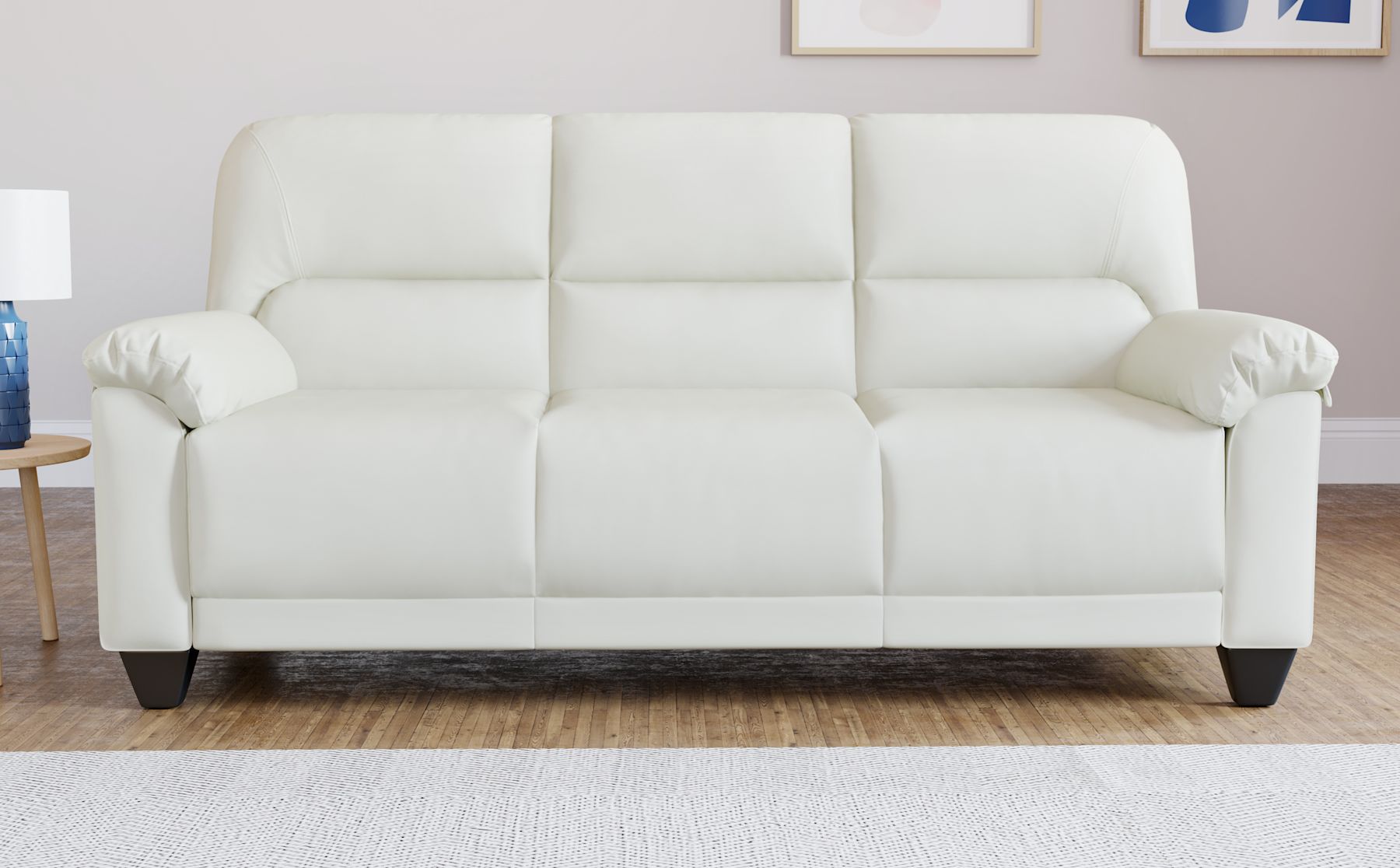 Kenton Small 3 Seater Sofa, Ivory Premium Faux Leather Only £499.99 ...
