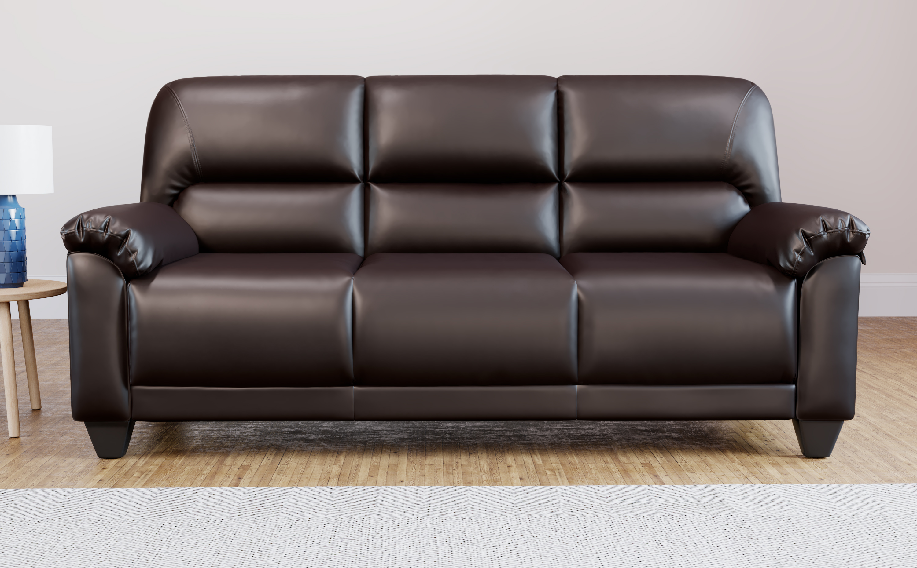 Kenton Small 3 Seater Sofa, Brown Premium Faux Leather Only £499.99 ...