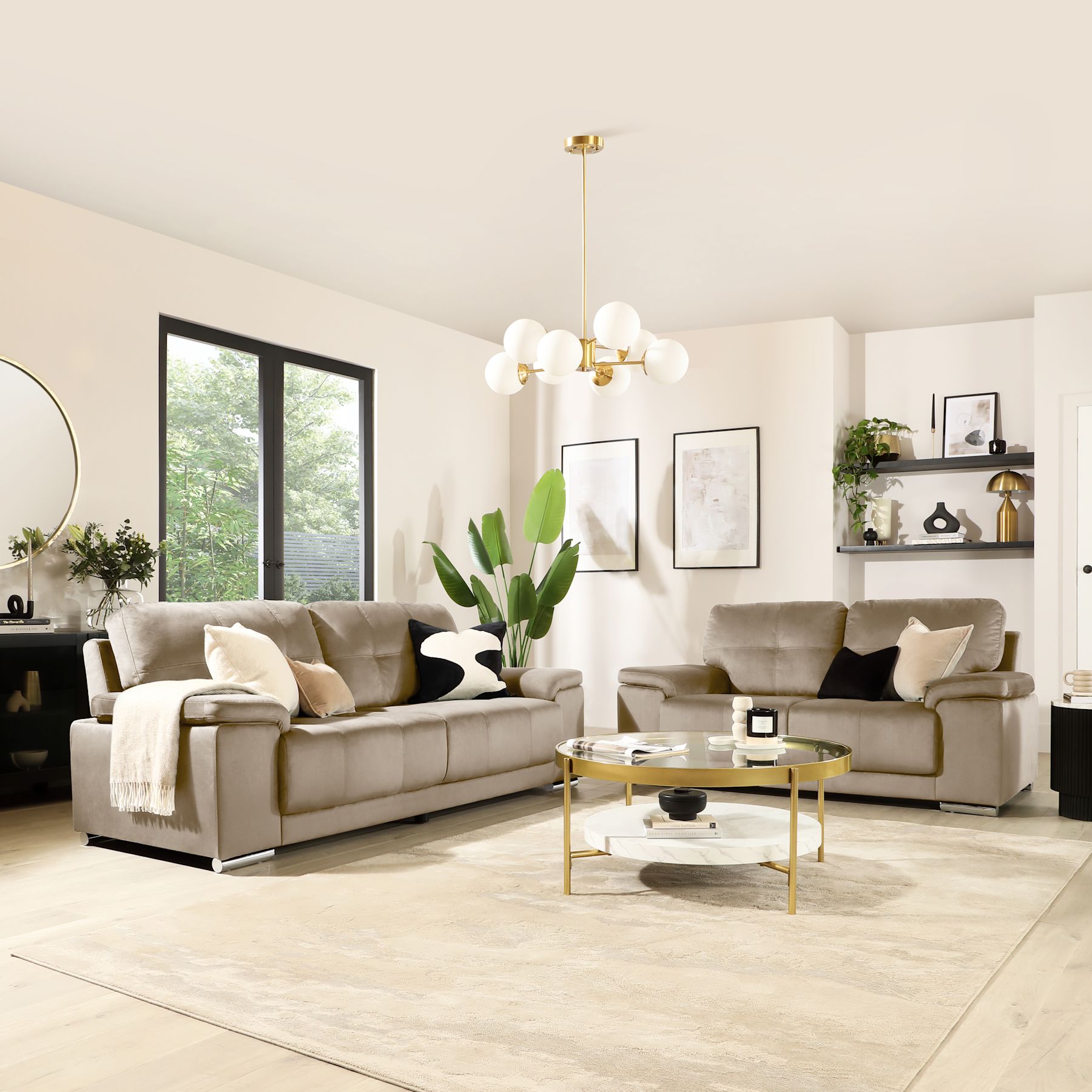 Kansas 3+2 Seater Sofa Set, Champagne Classic Velvet Only £999.98 ...