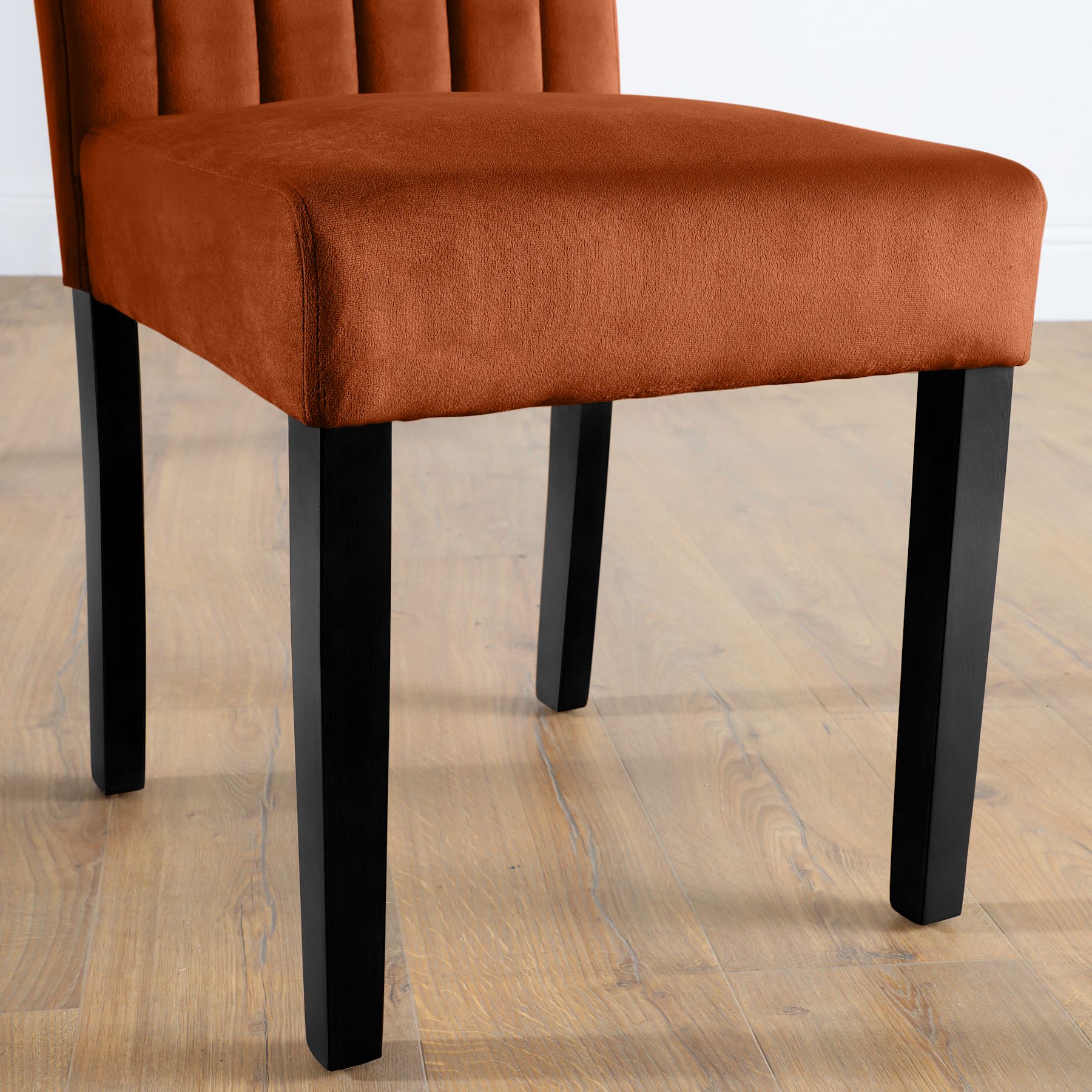 Salisbury Dining Chair, Burnt Orange Classic Velvet & Black Solid ...