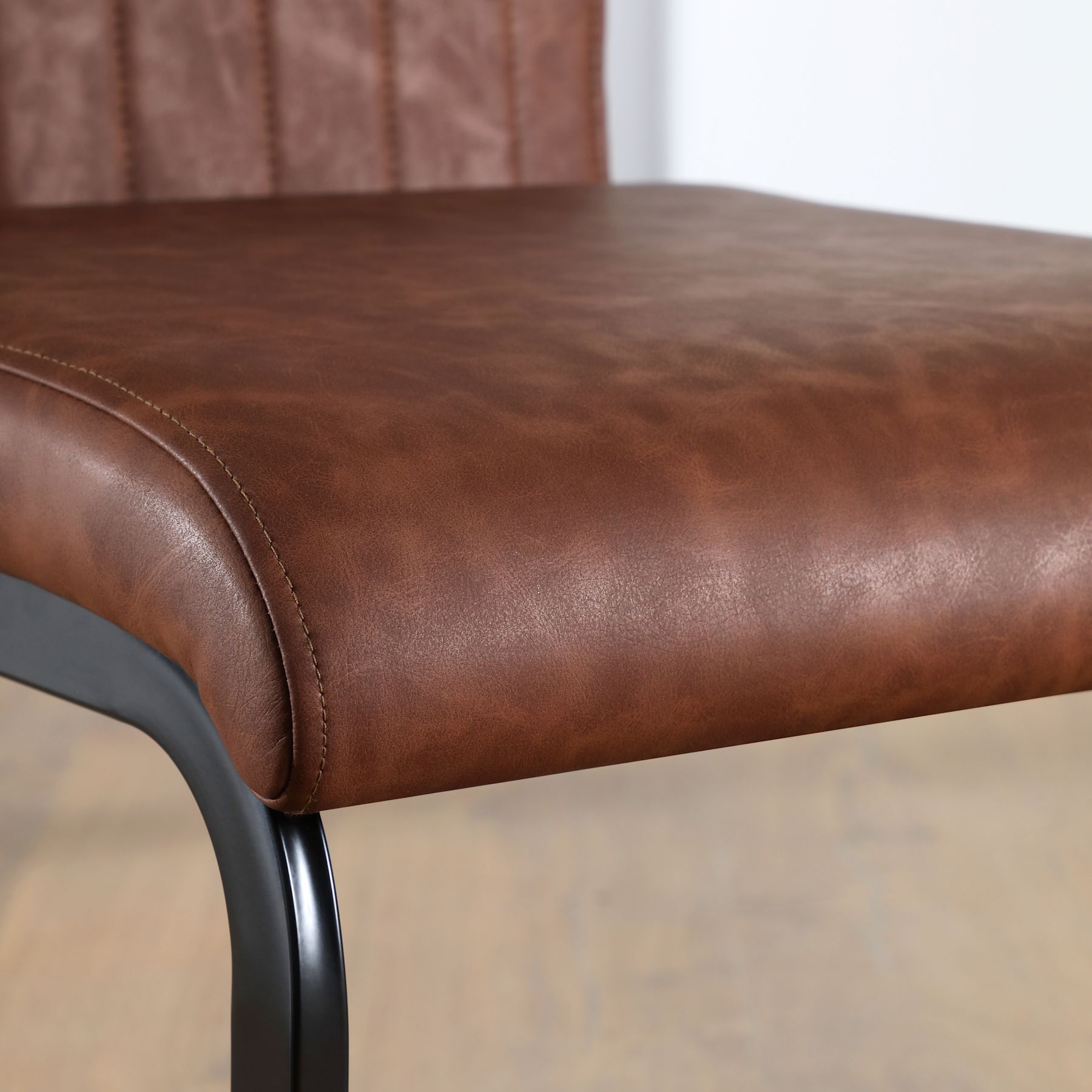 Perth Dining Chair, Tan Premium Faux Leather & Black Steel Only £69.99 ...