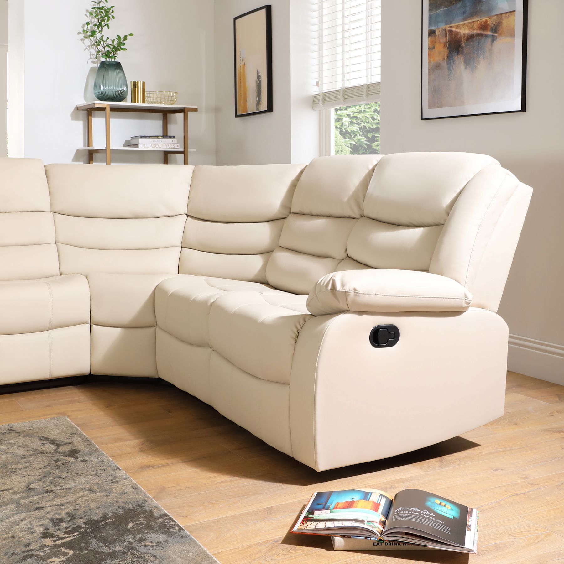 Sorrento Recliner Corner Sofa, Ivory Premium Faux Leather Only £1,299. ...