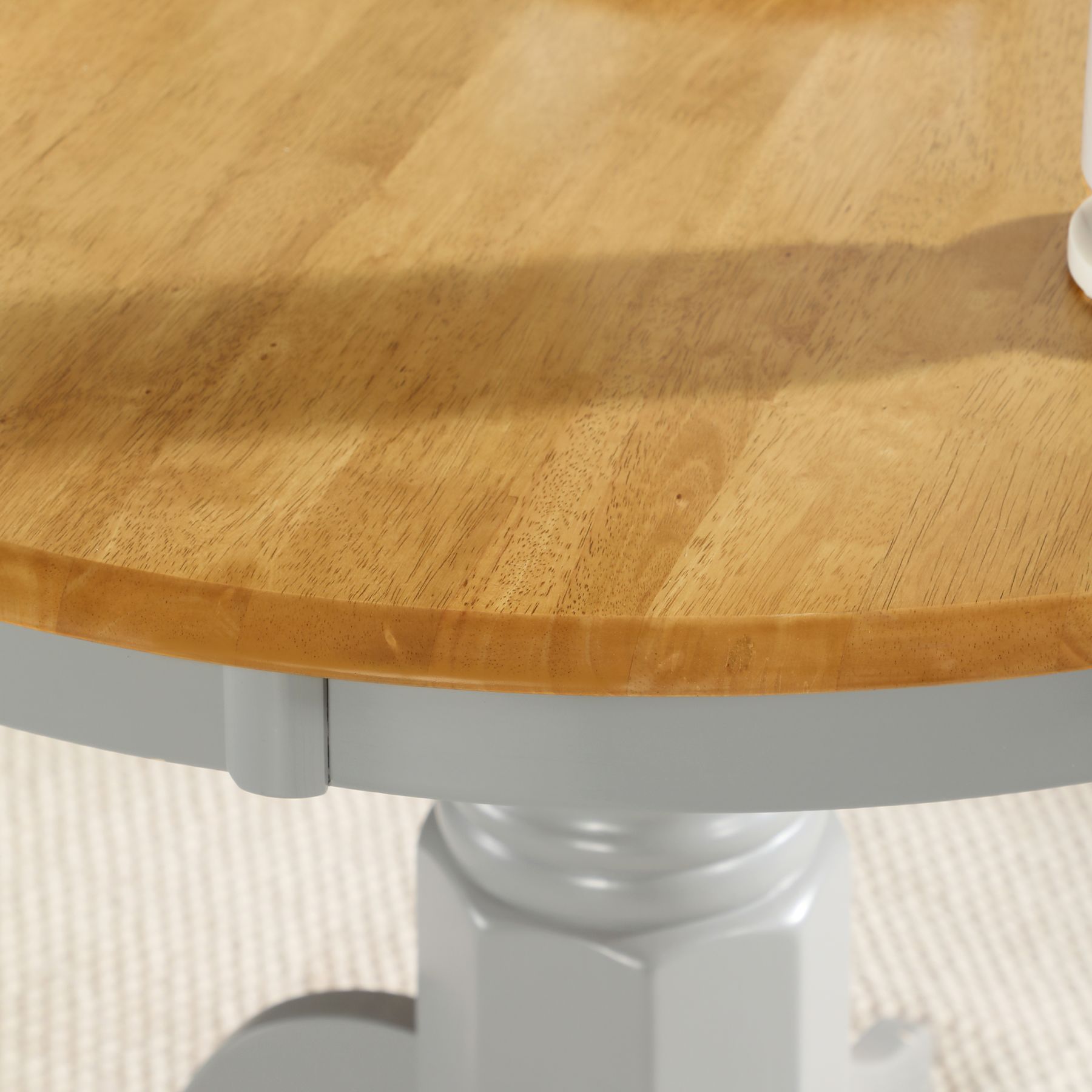 Kingston Round Dining Table, 90cm, Natural Oak Finish & Grey Solid ...