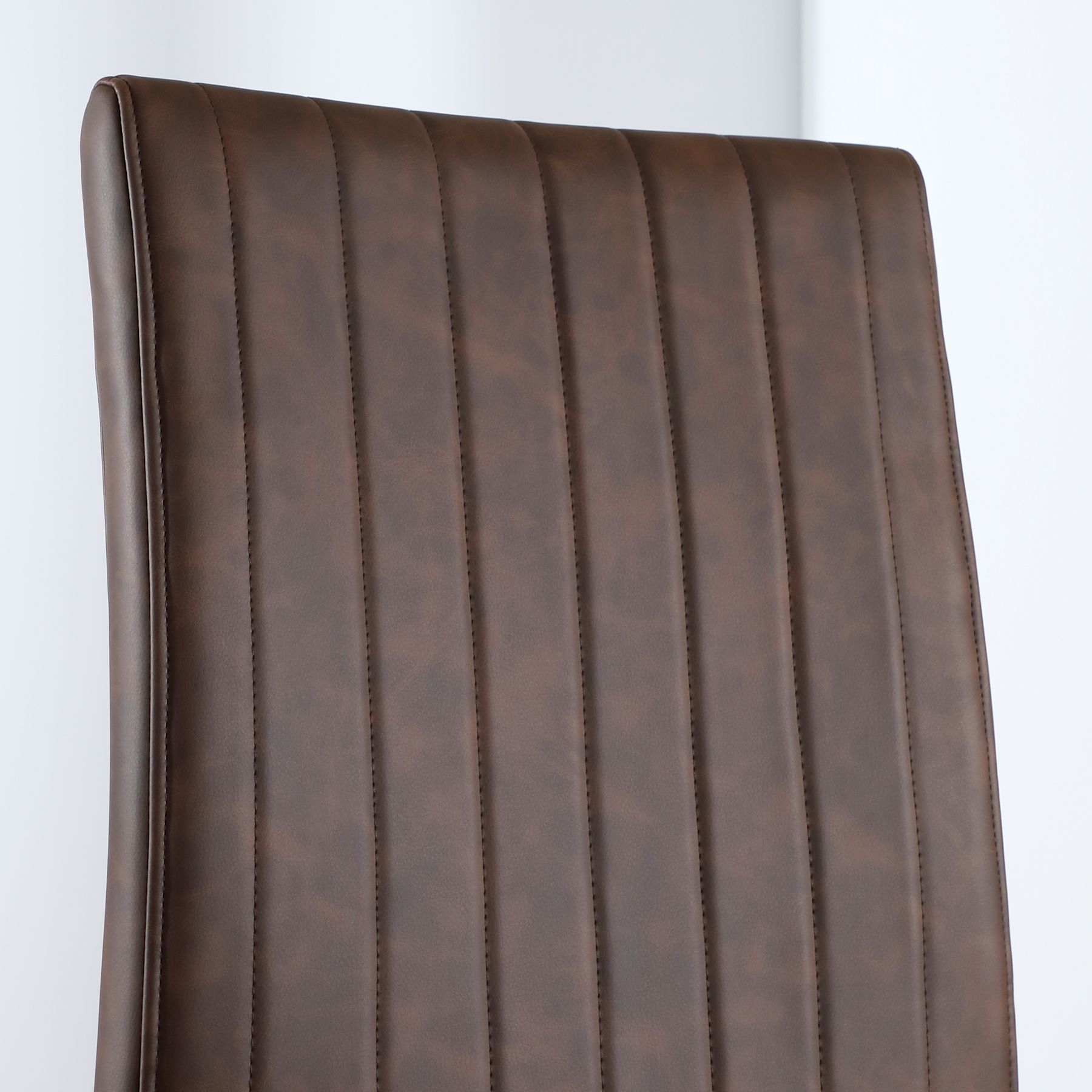 Perth Dining Chair, Vintage Brown Premium Faux Leather & Black Steel ...