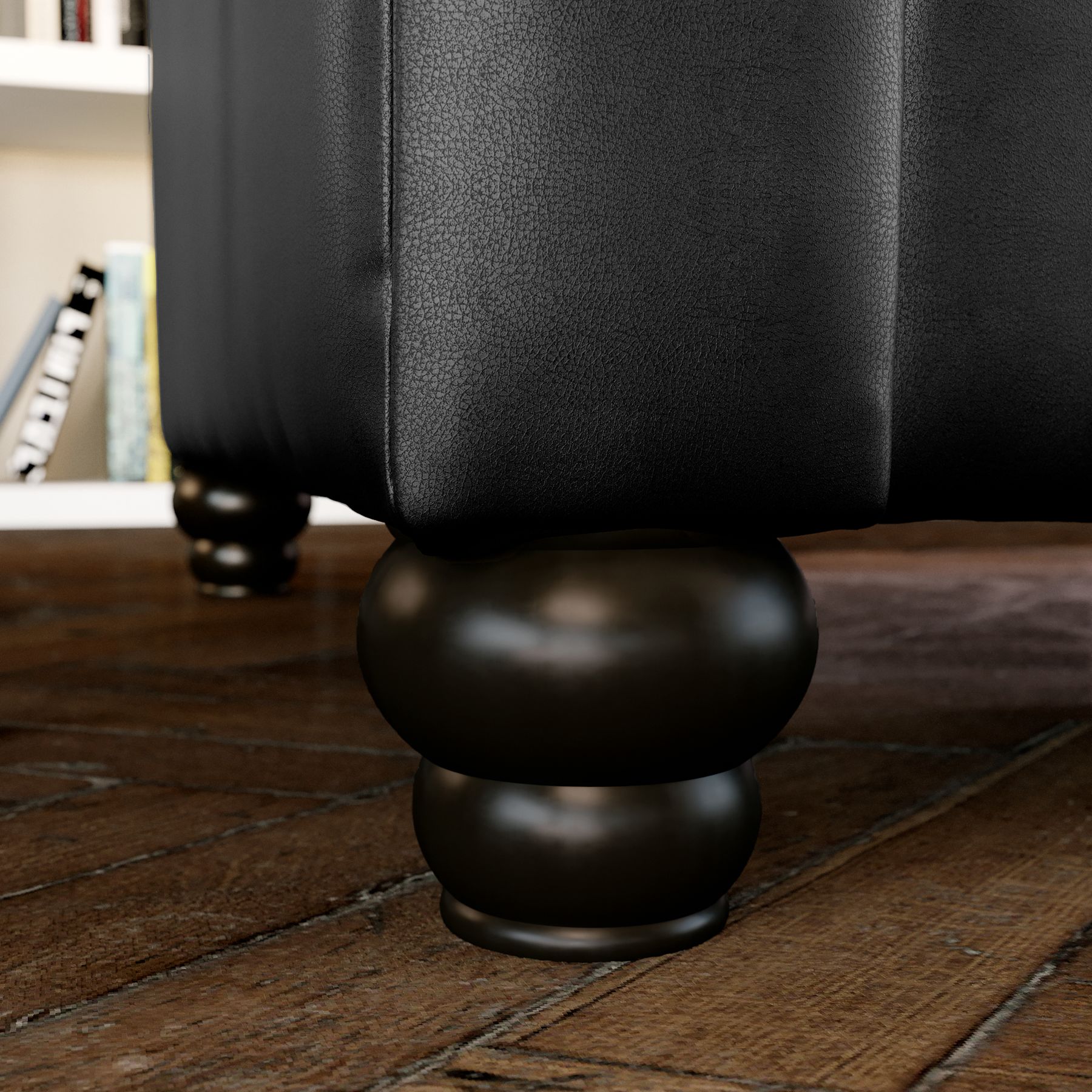 Hampton Chesterfield Corner Sofa, Black Premium Faux Leather Only £ ...