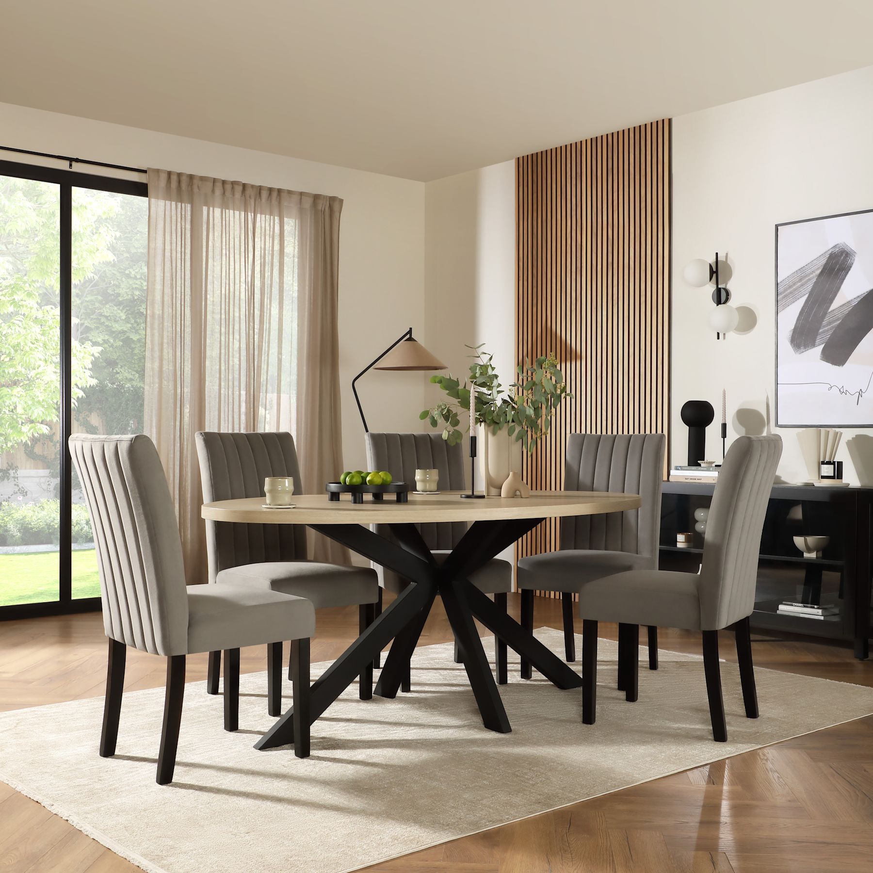 Madison Oval Dining Table & 6 Salisbury Chairs, Light Oak Effect ...