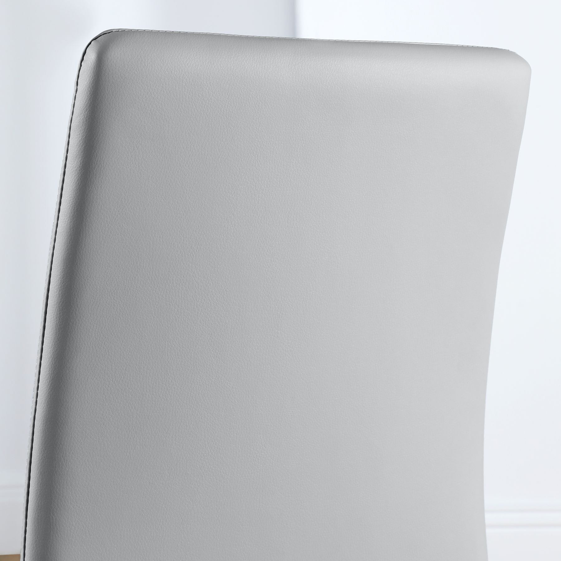 Perth Dining Chair, Light Grey Premium Faux Leather & Chrome Only £59. ...