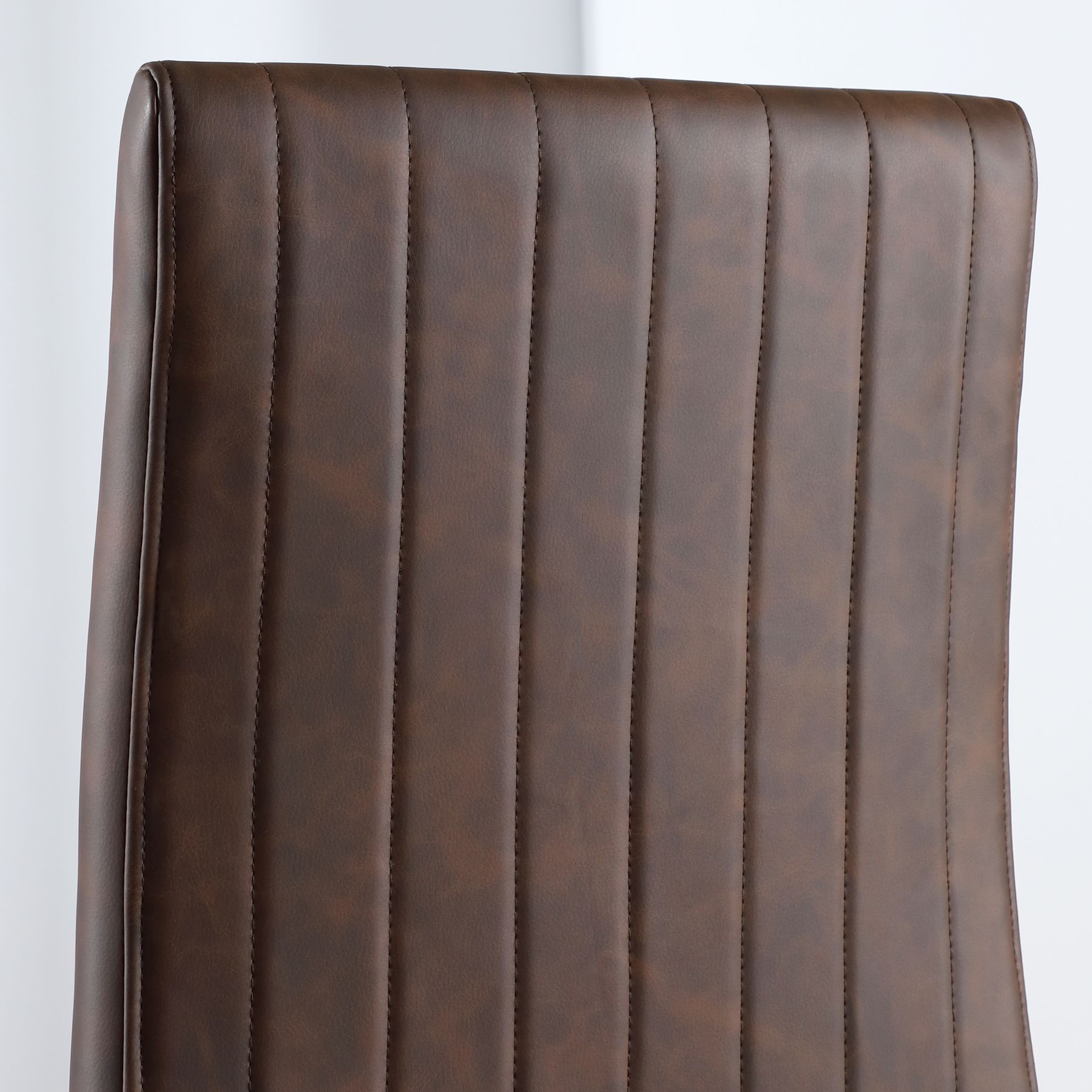 Perth Dining Chair, Vintage Brown Premium Faux Leather & Black Steel ...
