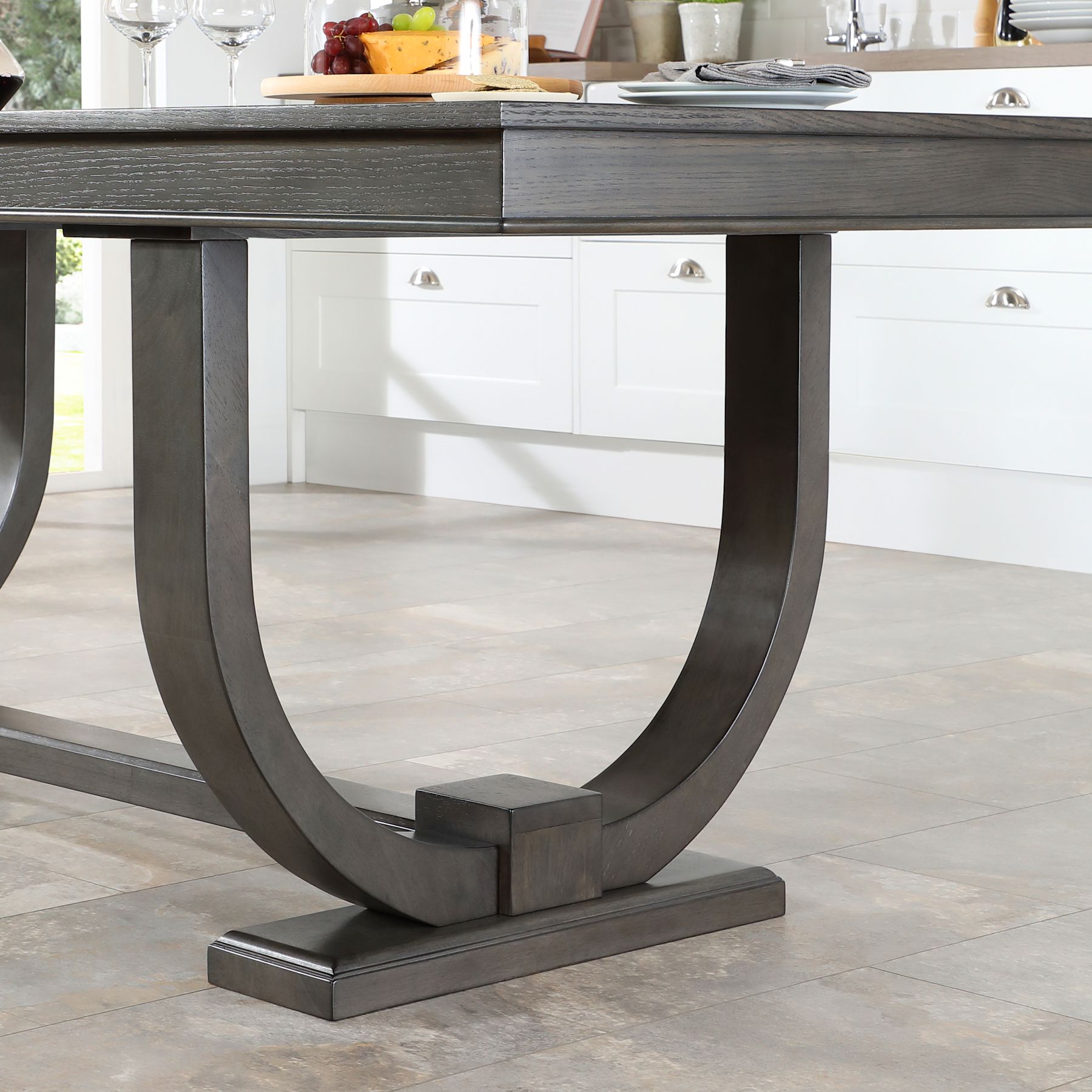 Pavilion Extending Dining Table & 6 Kensington Chairs, Grey Oak Veneer ...