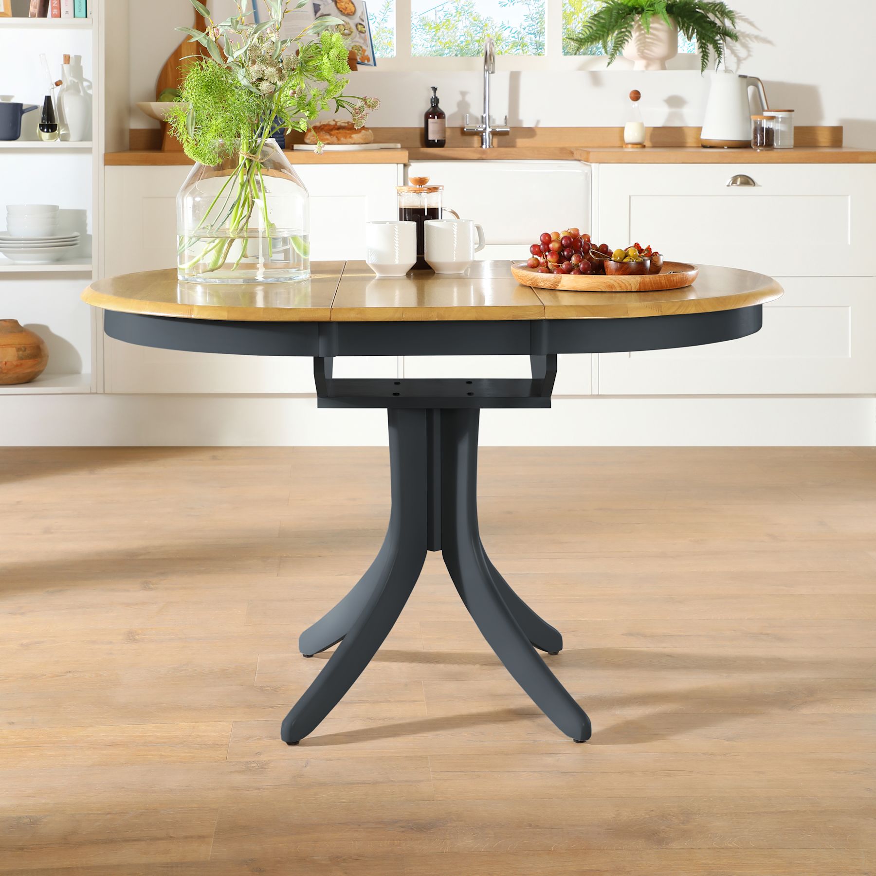 Hudson Round Extending Dining Table, 90-120cm, Natural Oak Finish ...
