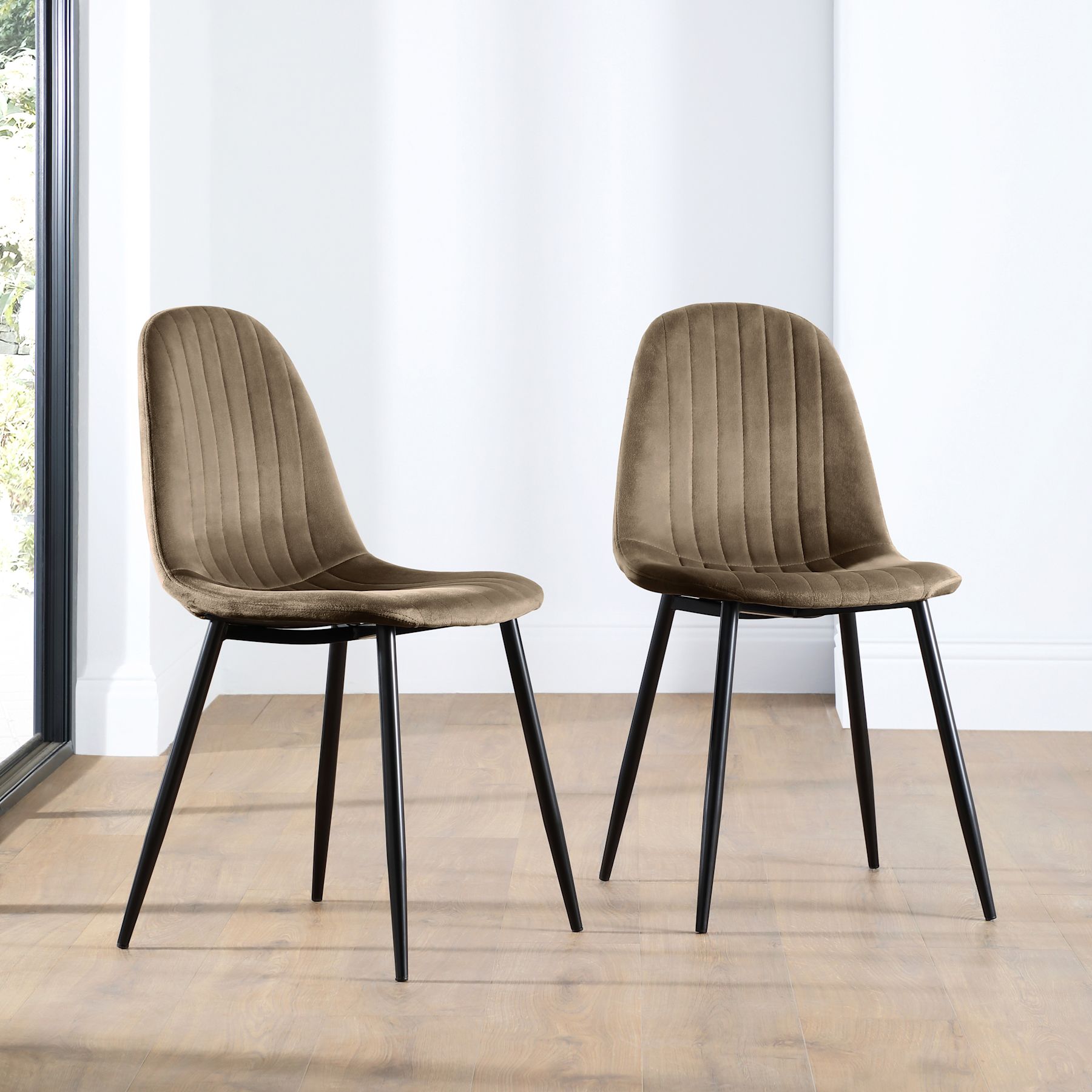 Brooklyn Dining Chair, Beige Classic Velvet & Black Steel Only £59.99 ...