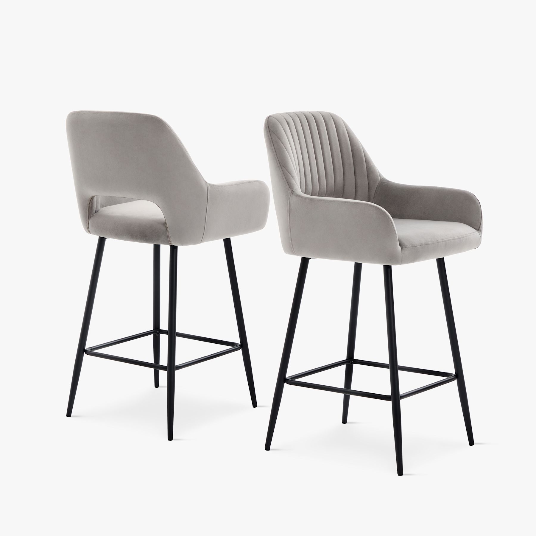 Clara Bar Stool, Grey Classic Velvet & Black Steel Only £109.99 ...