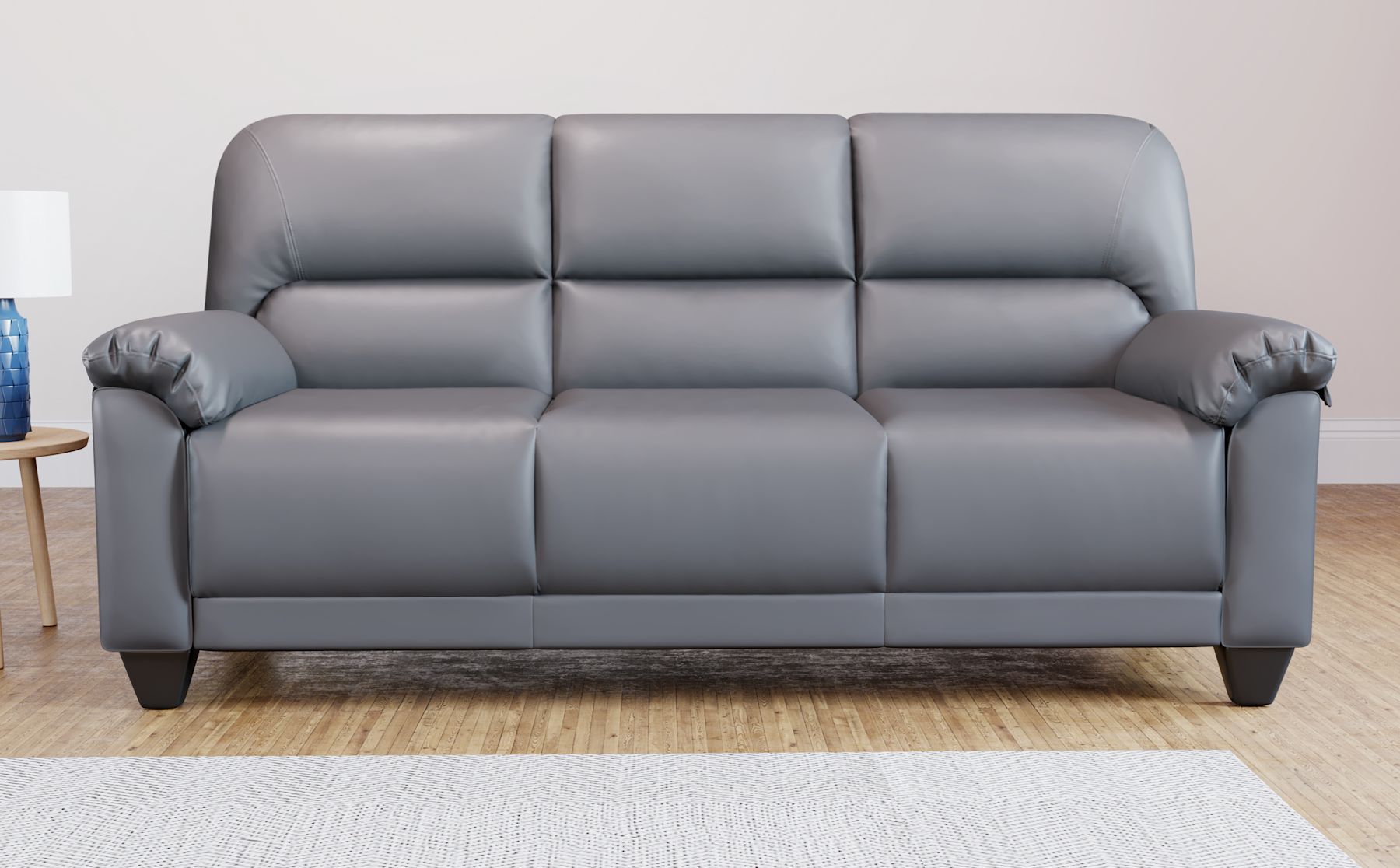 Kenton Small 3 Seater Sofa, Grey Premium Faux Leather Only £499.99 ...