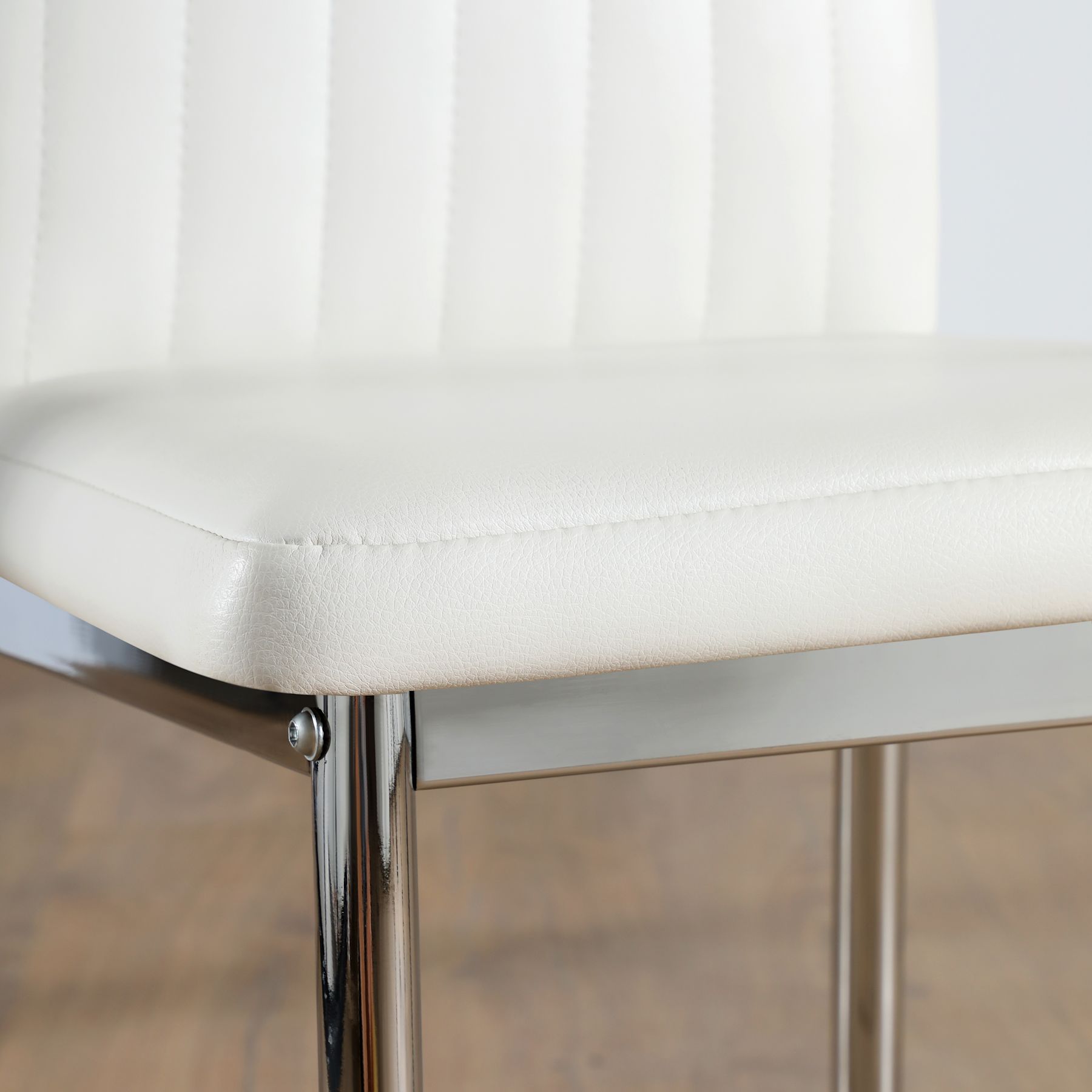 Leon Dining Chair, White Premium Faux Leather & Chrome Only £29.99 ...