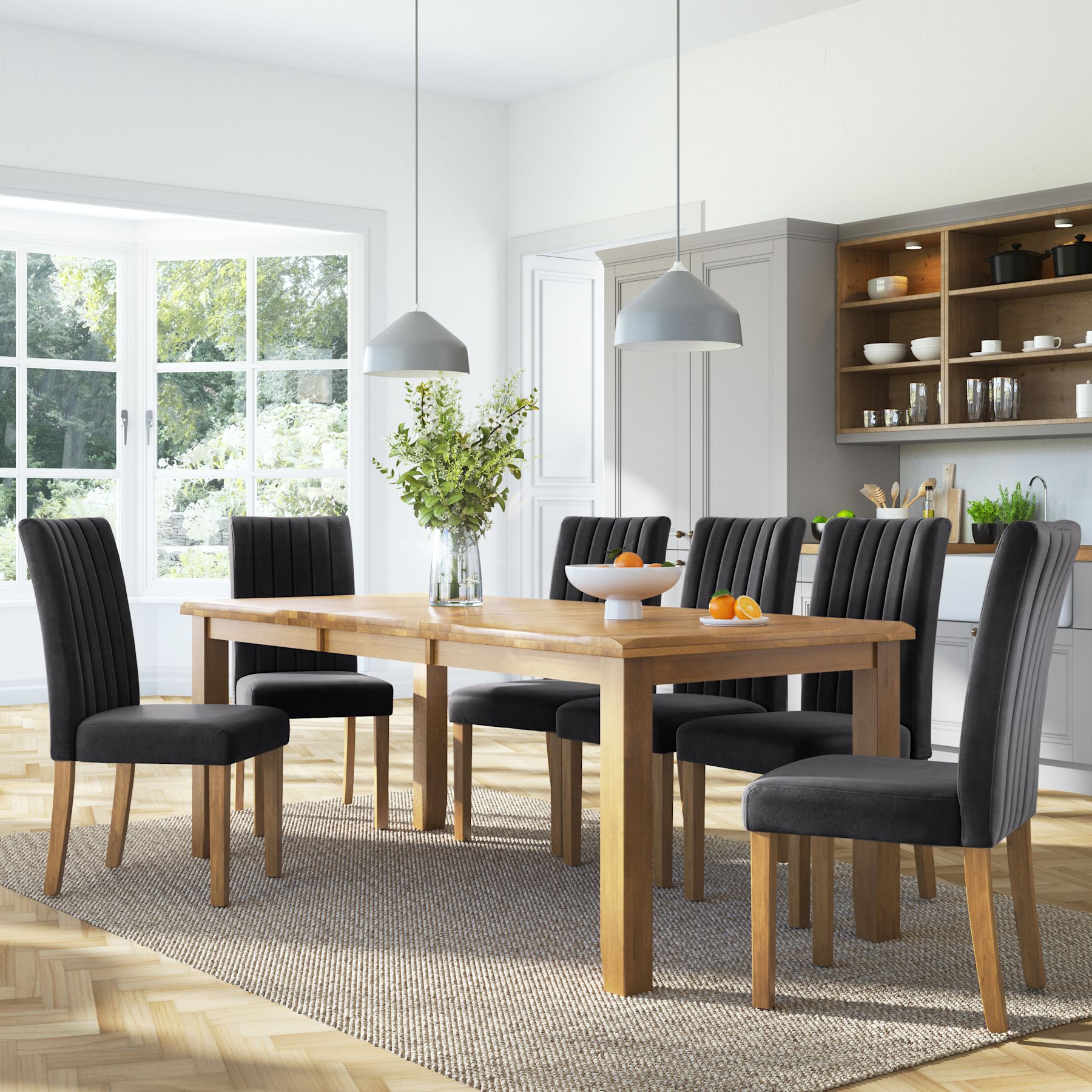 Highbury Extending Dining Table & 8 Salisbury Chairs, Natural Oak ...