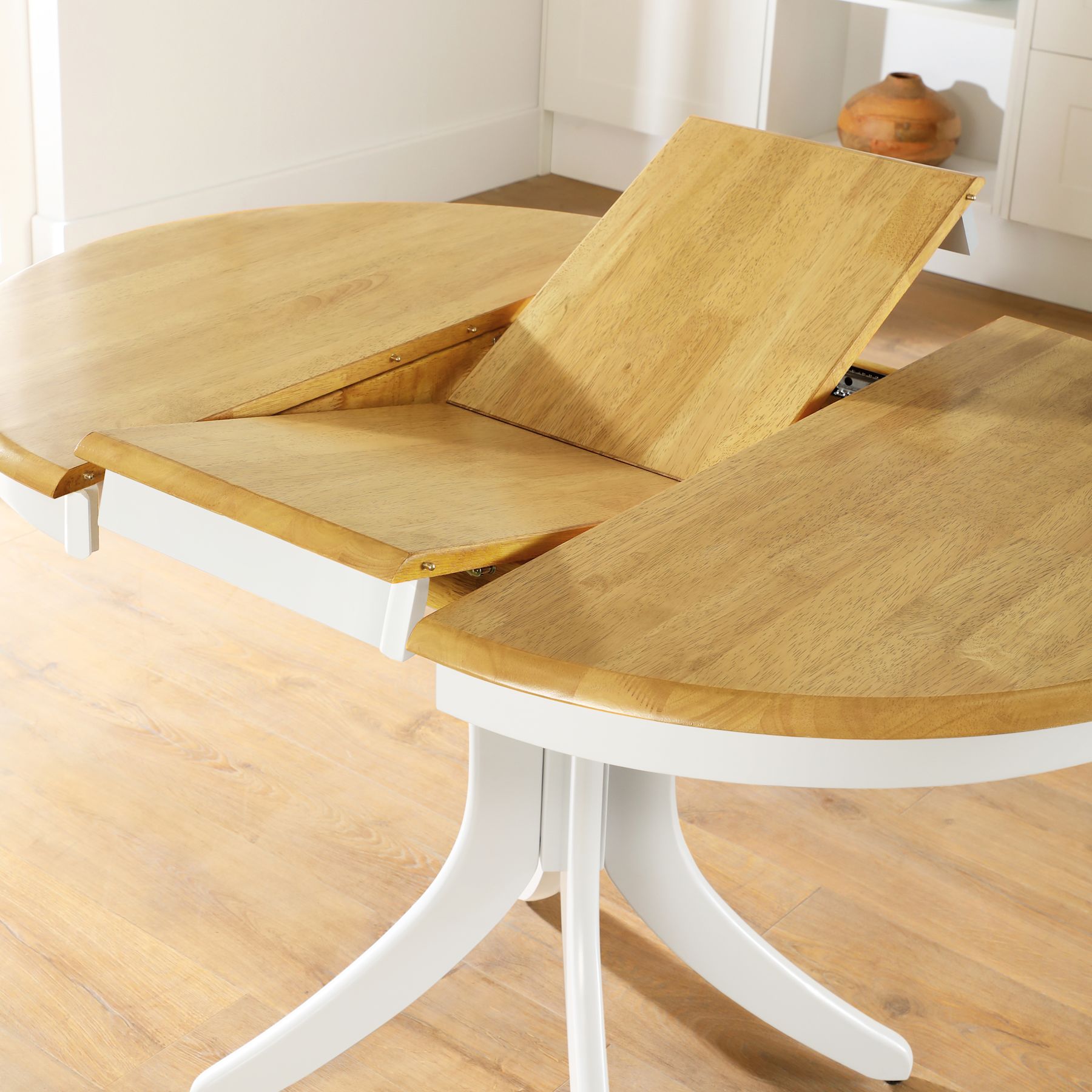 Hudson Round Extending Dining Table, 90-120cm, Natural Oak Finish ...