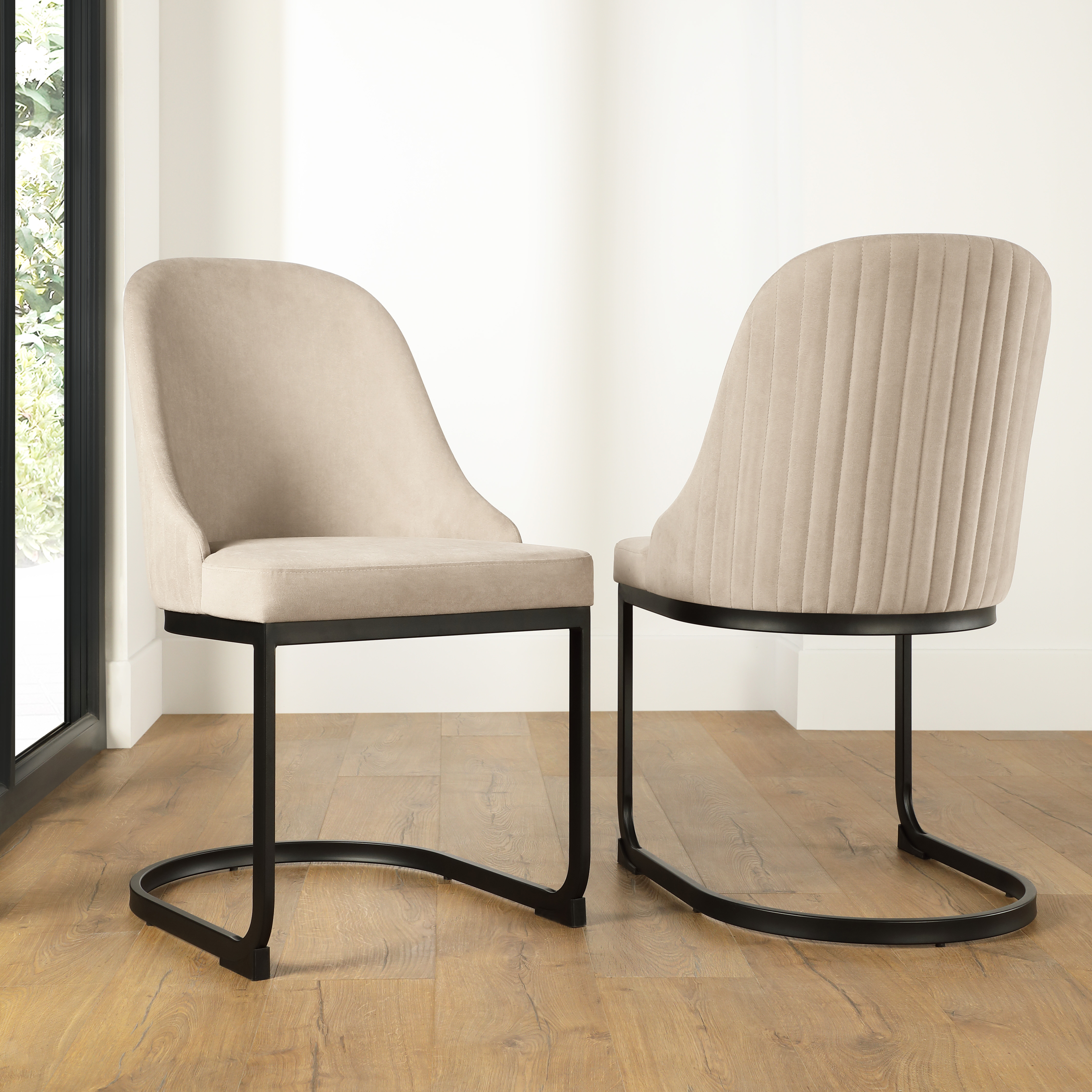 Riva Dining Chair, Champagne Classic Velvet & Black Steel Only £119.99 ...