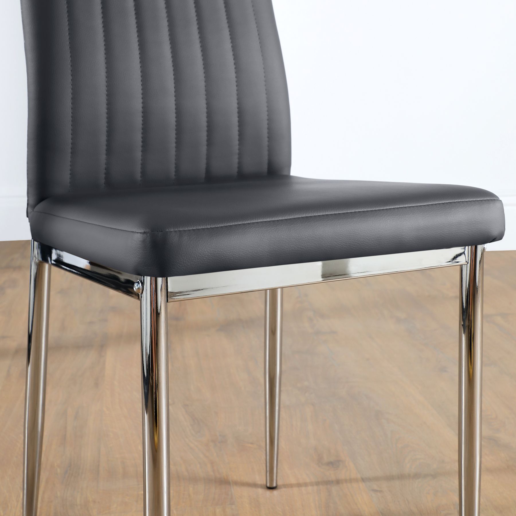 Leon Dining Chair, Grey Premium Faux Leather & Chrome Only £29.99 ...