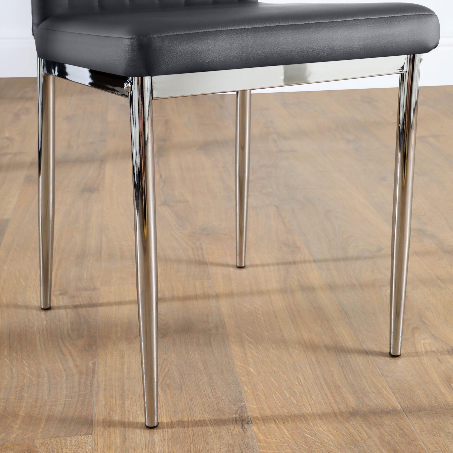 Leon Dining Chair, Grey Premium Faux Leather & Chrome Only £29.99 ...