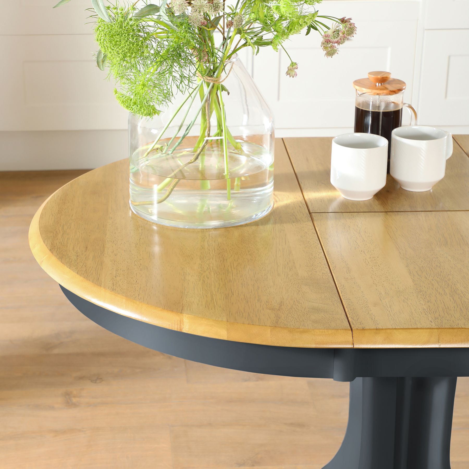 Hudson Round Extending Dining Table, 90-120cm, Natural Oak Finish ...