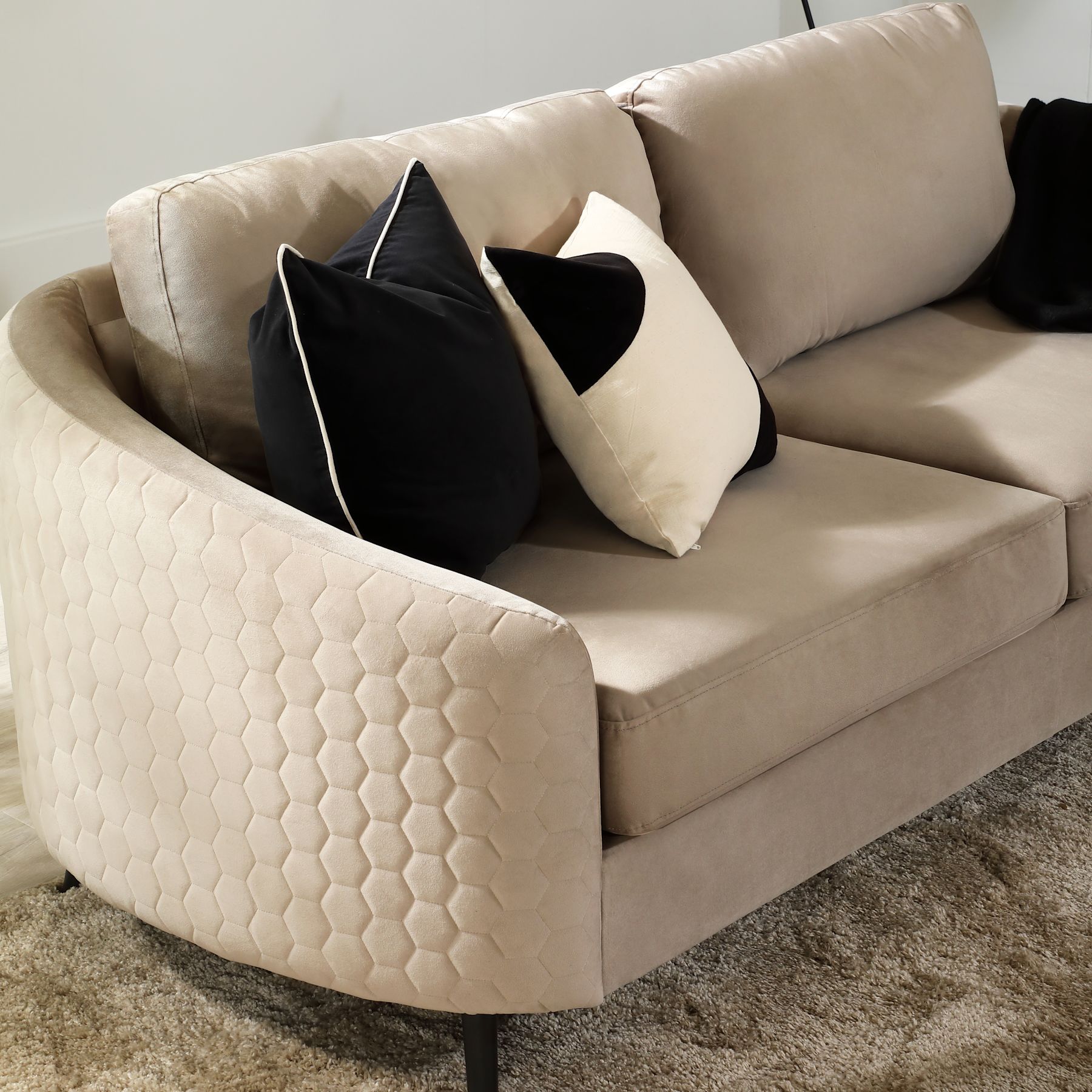 Mae 3+2 Seater Curved Sofa Set, Champagne Classic Velvet Only £899.98 ...