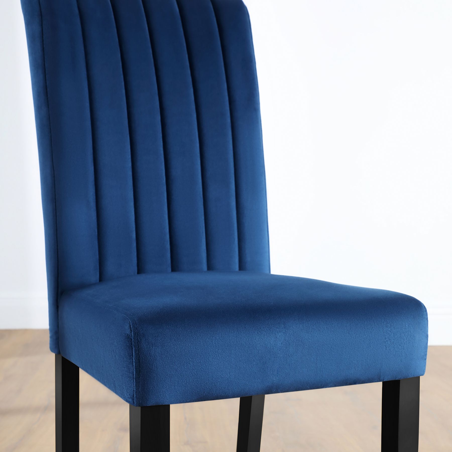Salisbury Dining Chair, Blue Classic Velvet & Black Solid Hardwood Only ...