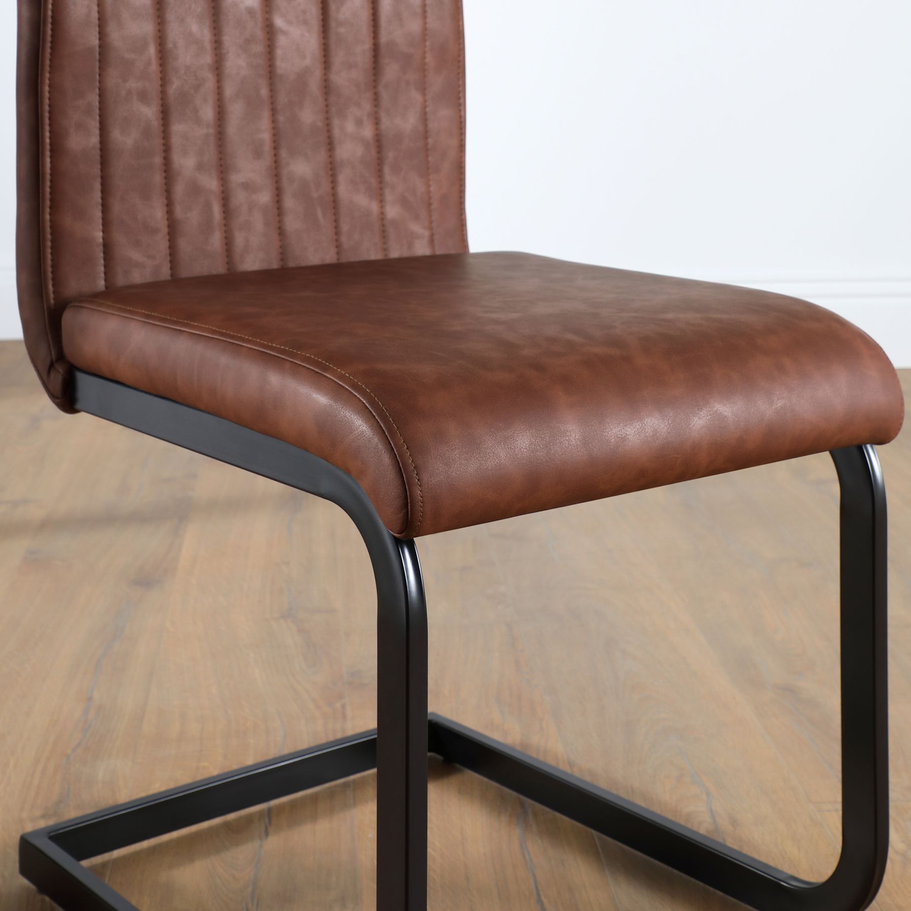 Perth Dining Chair, Tan Premium Faux Leather & Black Steel Only £59.99 ...