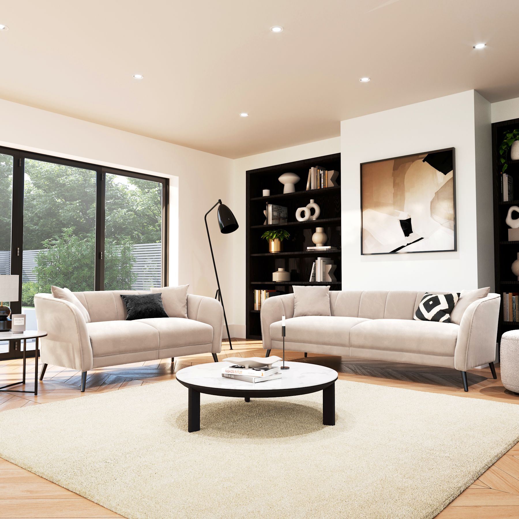Loren 3+2 Seater Sofa Set, Champagne Classic Velvet Only £799.98 ...