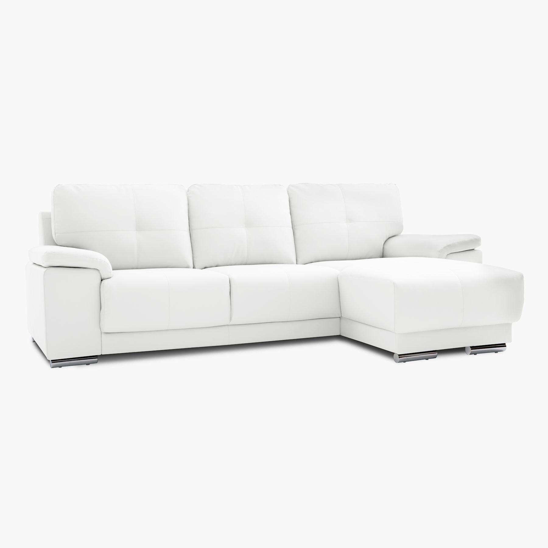 Kansas L-shape Corner Sofa, Right Hand Facing, White Premium Faux ...