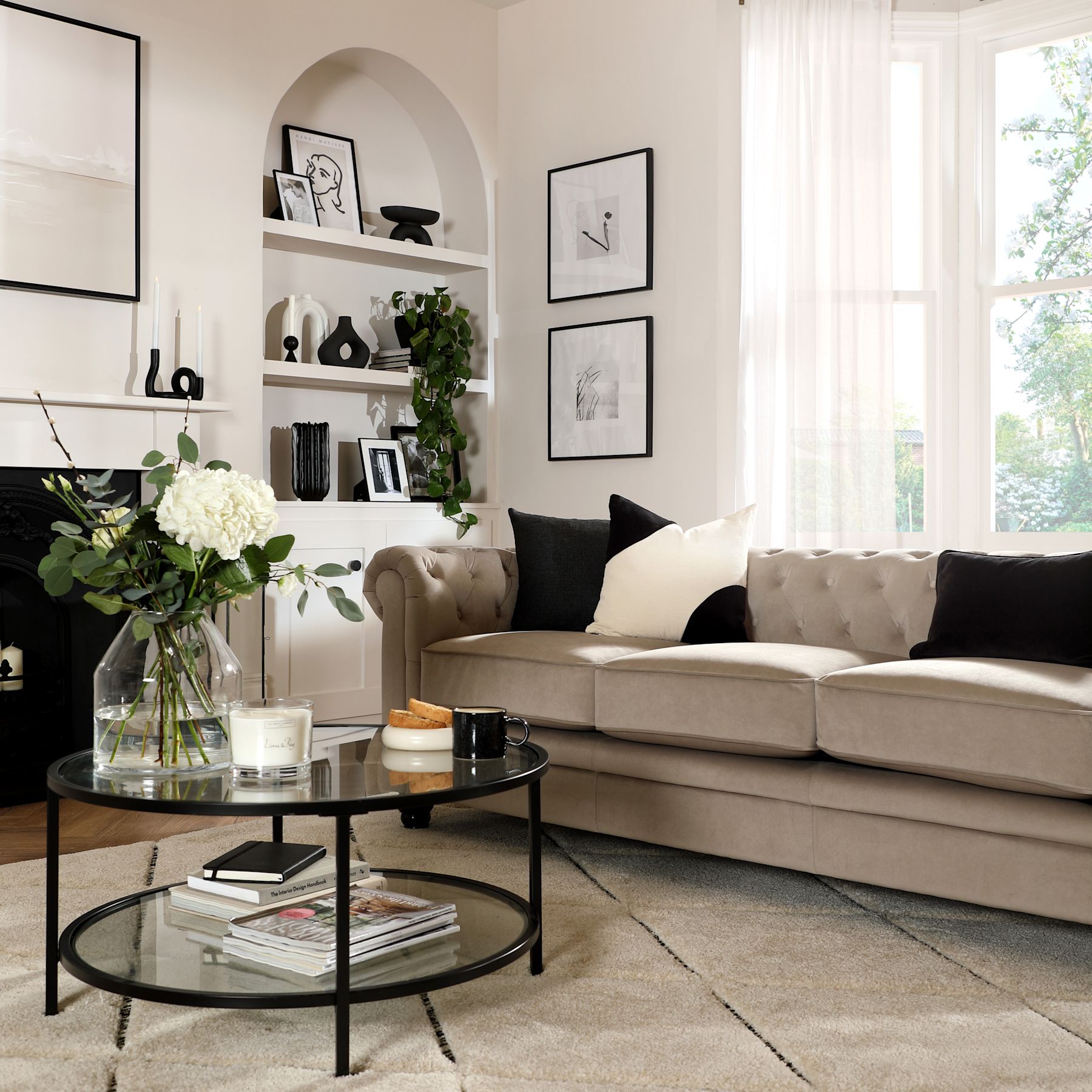 Hampton 3+2 Seater Chesterfield Sofa Set, Champagne Classic Velvet Only ...