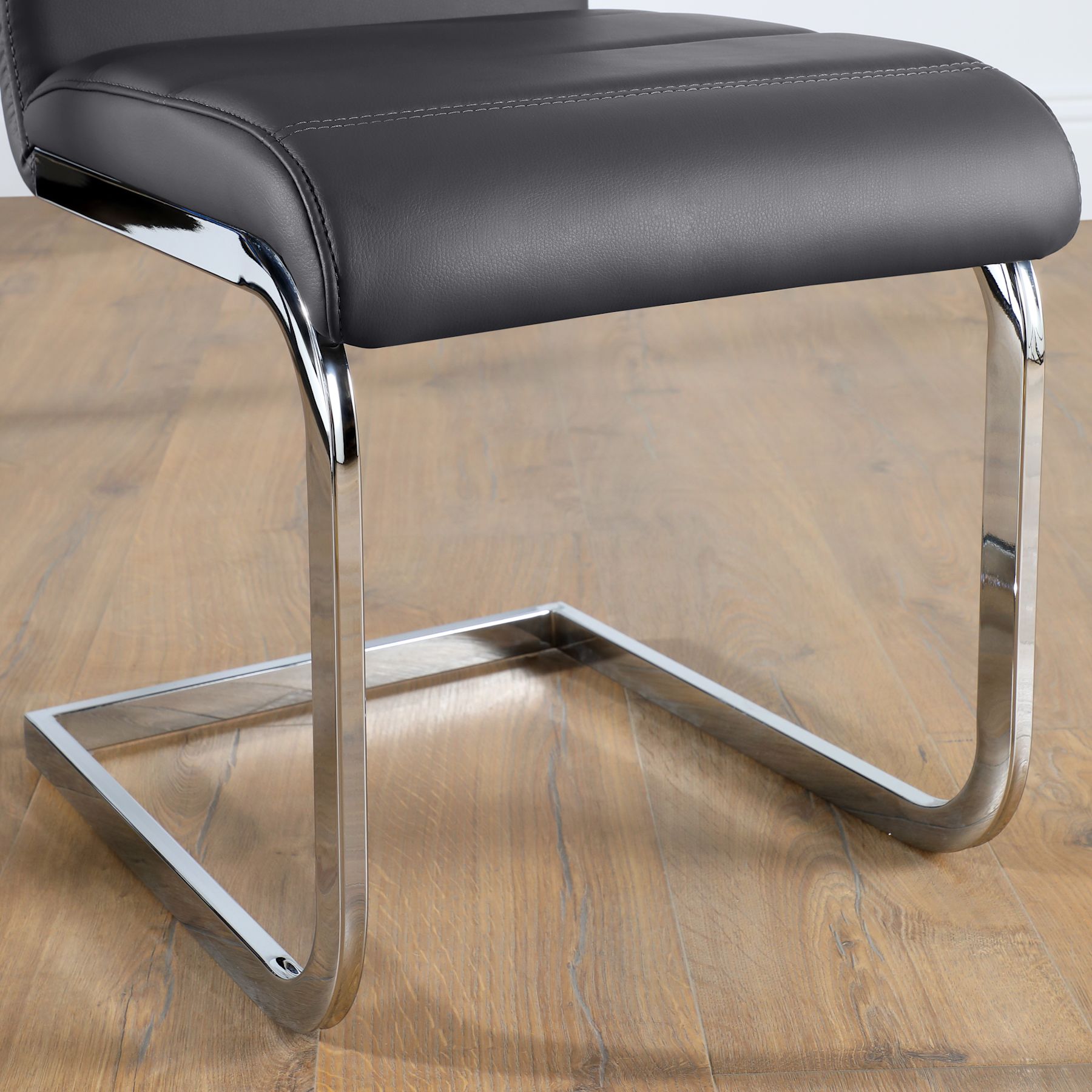 Perth Dining Chair, Grey Premium Faux Leather & Chrome Only £69.99 ...