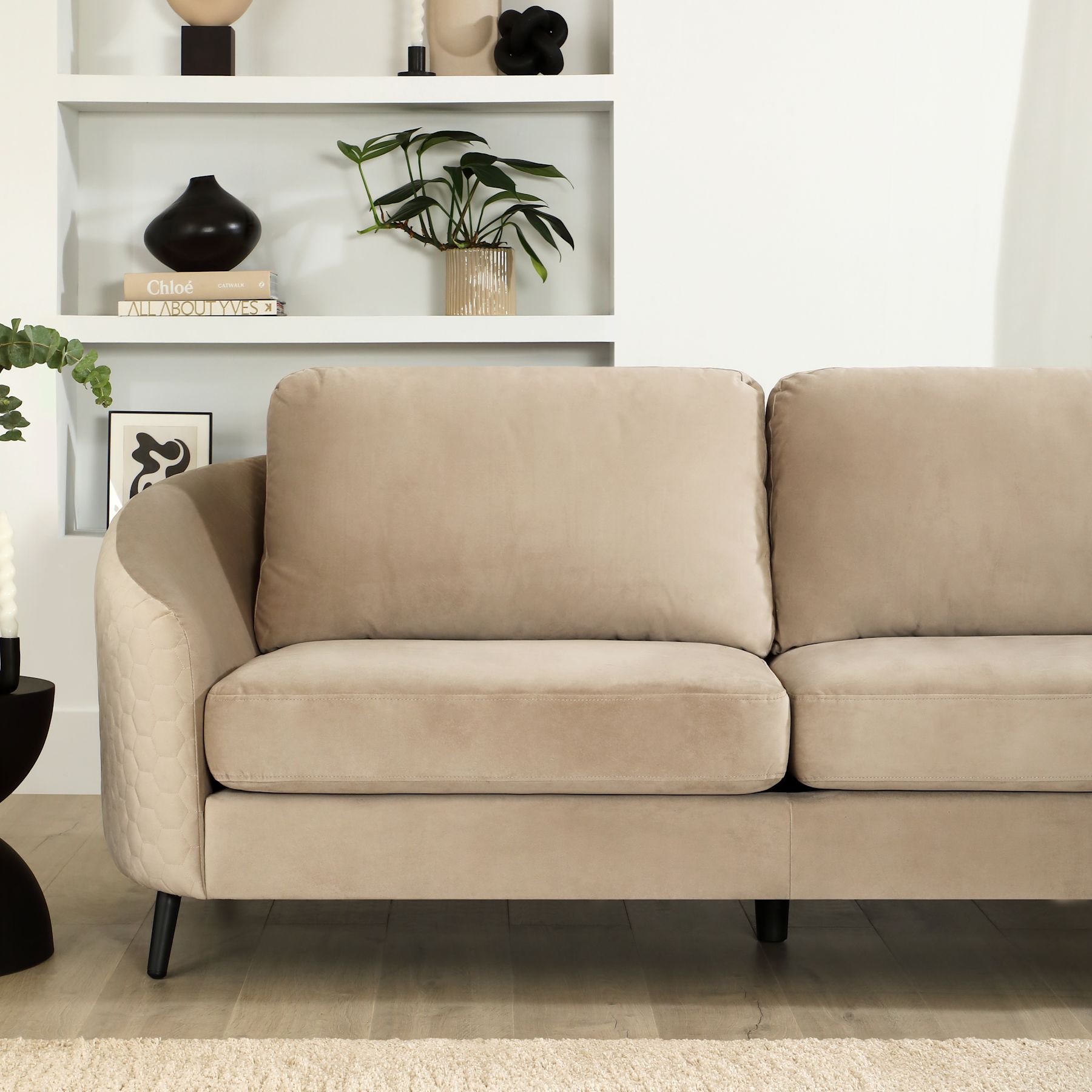 Mae 3+2 Seater Curved Sofa Set, Champagne Classic Velvet Only £899.98 ...