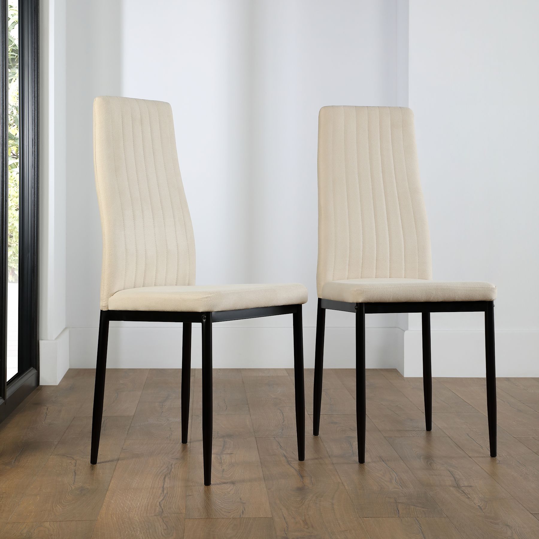 Orbit Round Dining Table & 4 Leon Chairs, Grey Marble Effect & Black ...